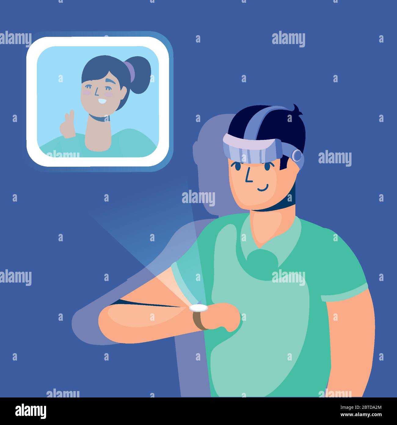 man using reality virtual tech in smartwatch Stock Vector Image & Art ...