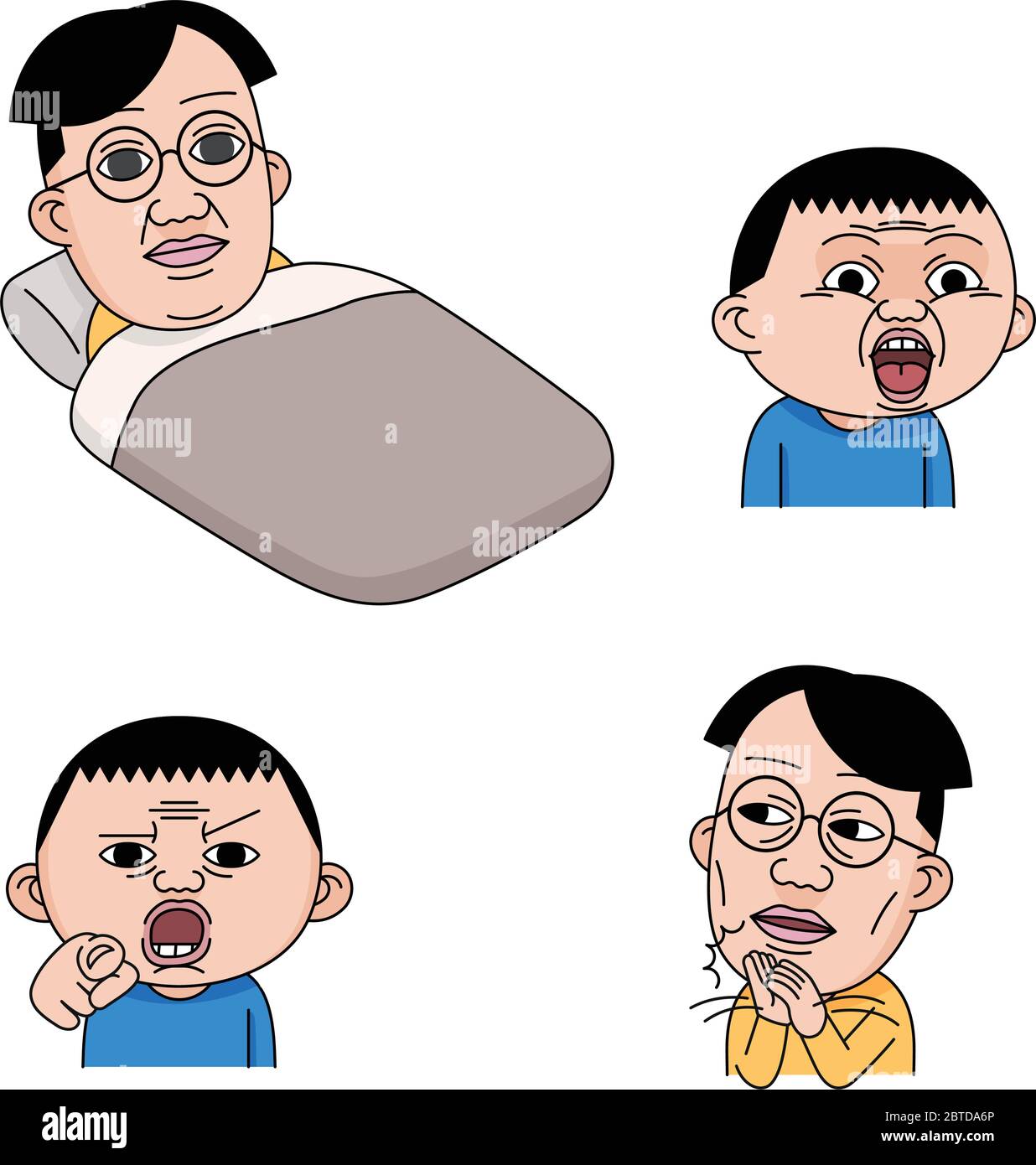 Facial emoticons, Various facial expressions set cartoon style 013 ...