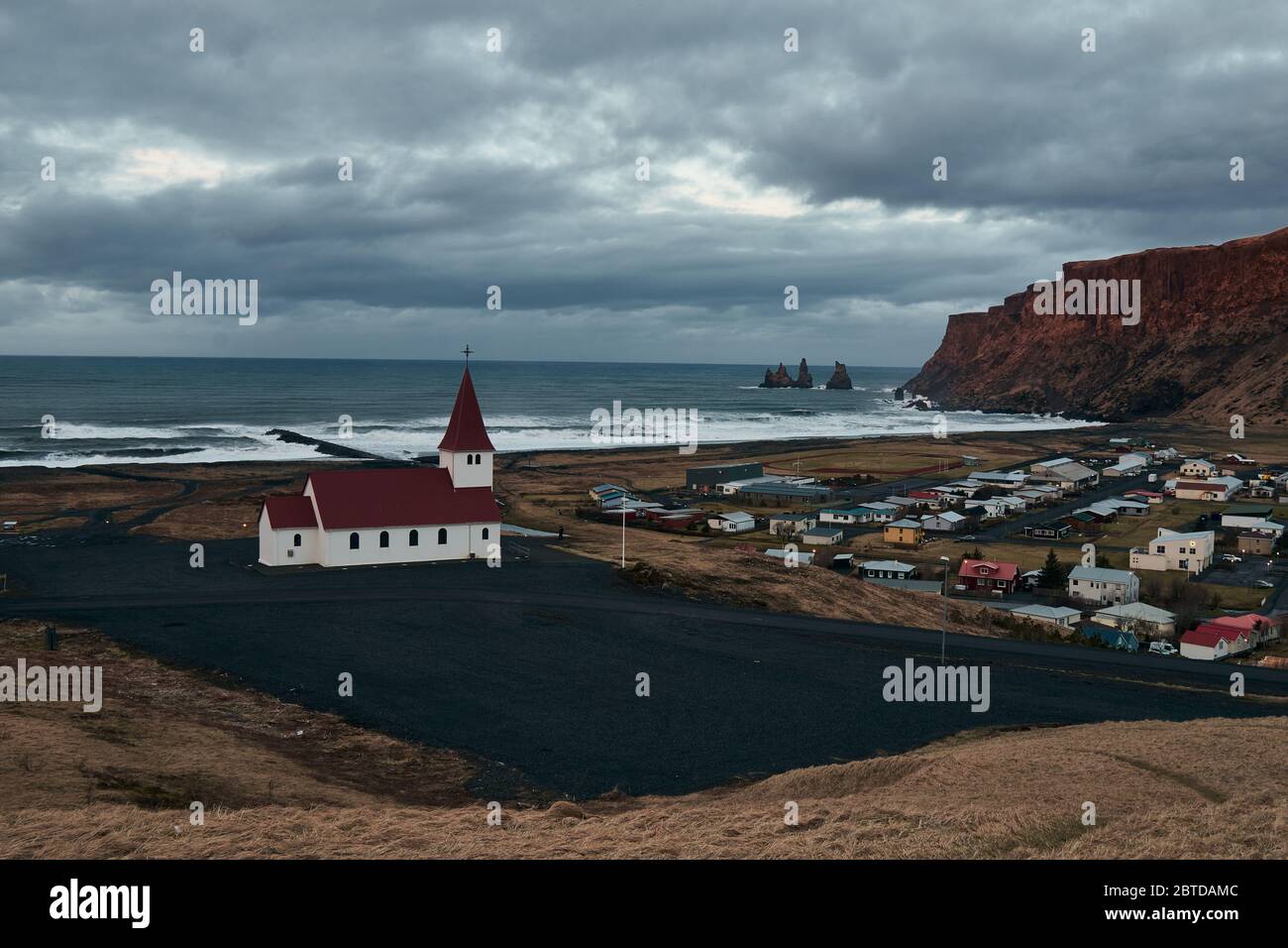 The landscape around Vik, A small town in southern Iceland with a ...