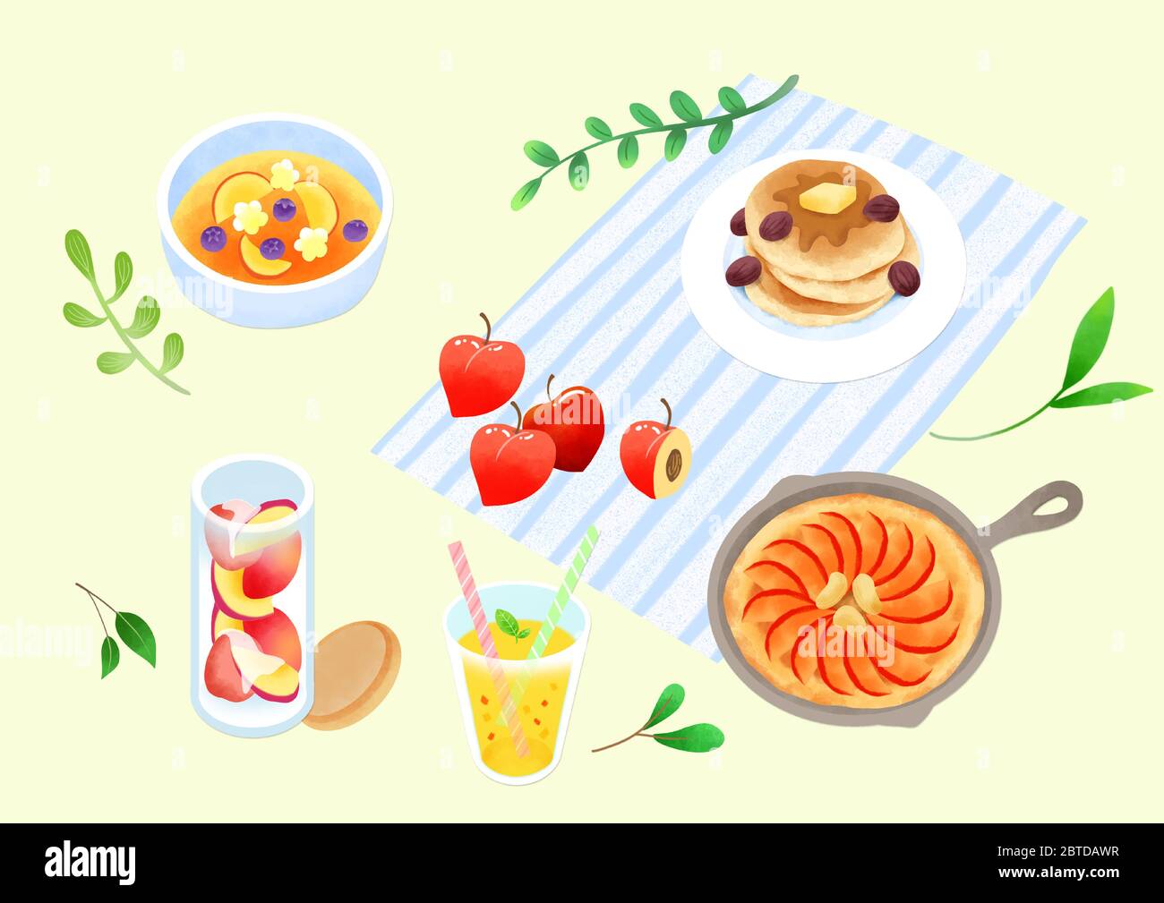 Spring picnic with different food on blanket illustration 010 Stock ...