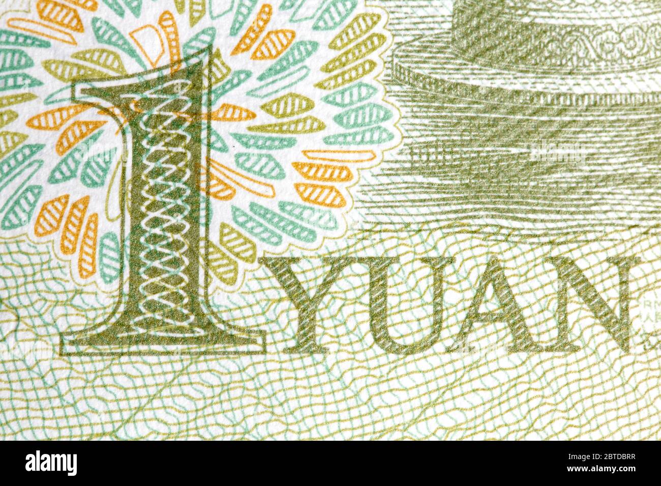 Corner of one Chinese Yuan banknote. Chinese currency on macro Stock ...