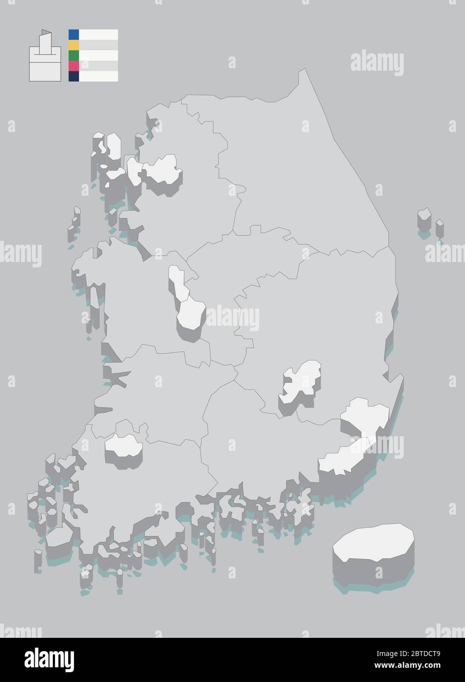 Local map of South Korea line vector illustration 027 Stock Vector ...