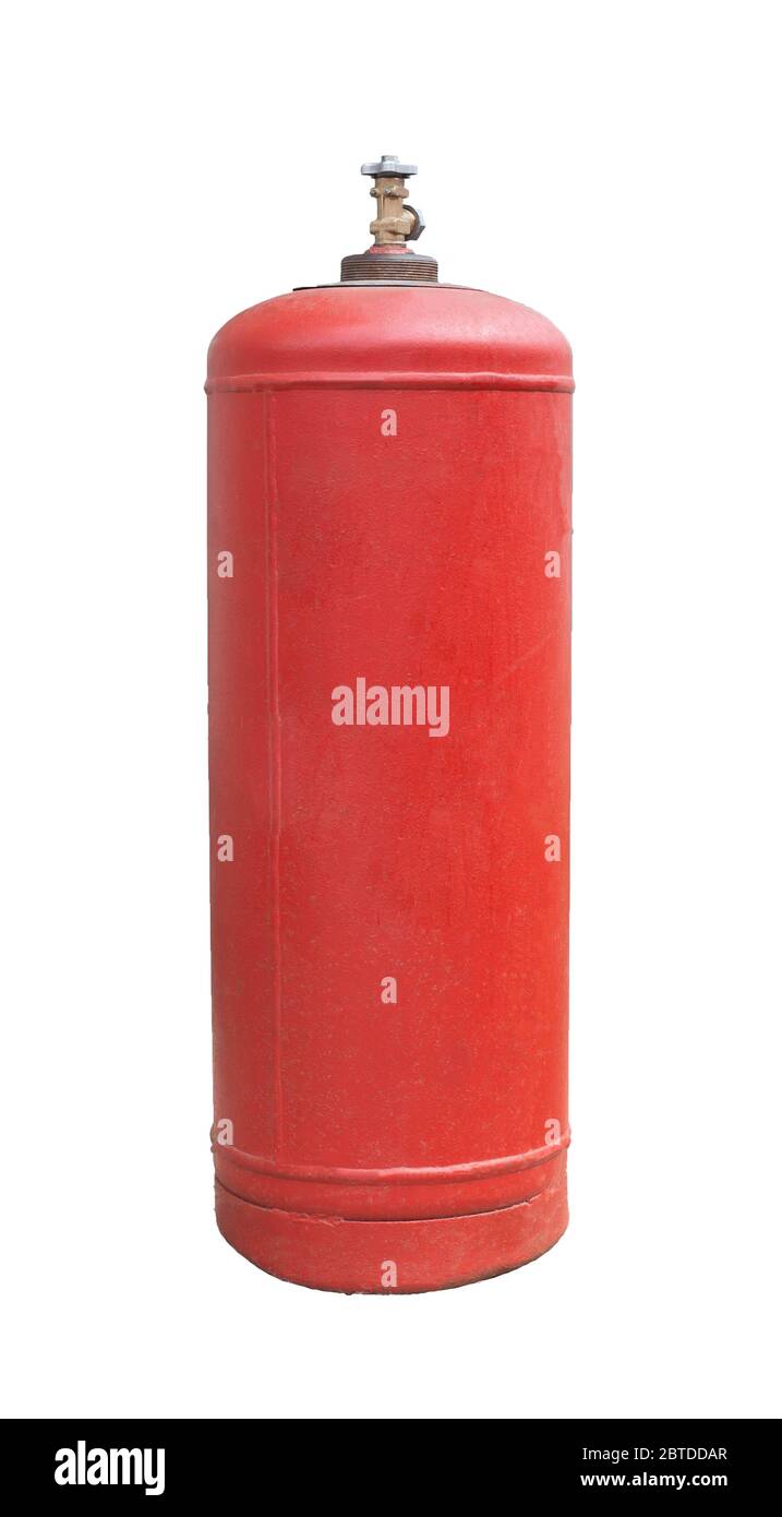 Red propane gas bottle for home on a white background, isolate Stock ...