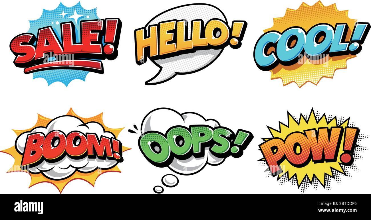 Comic speech bubbles in pop art style illustration 004 Stock Vector ...