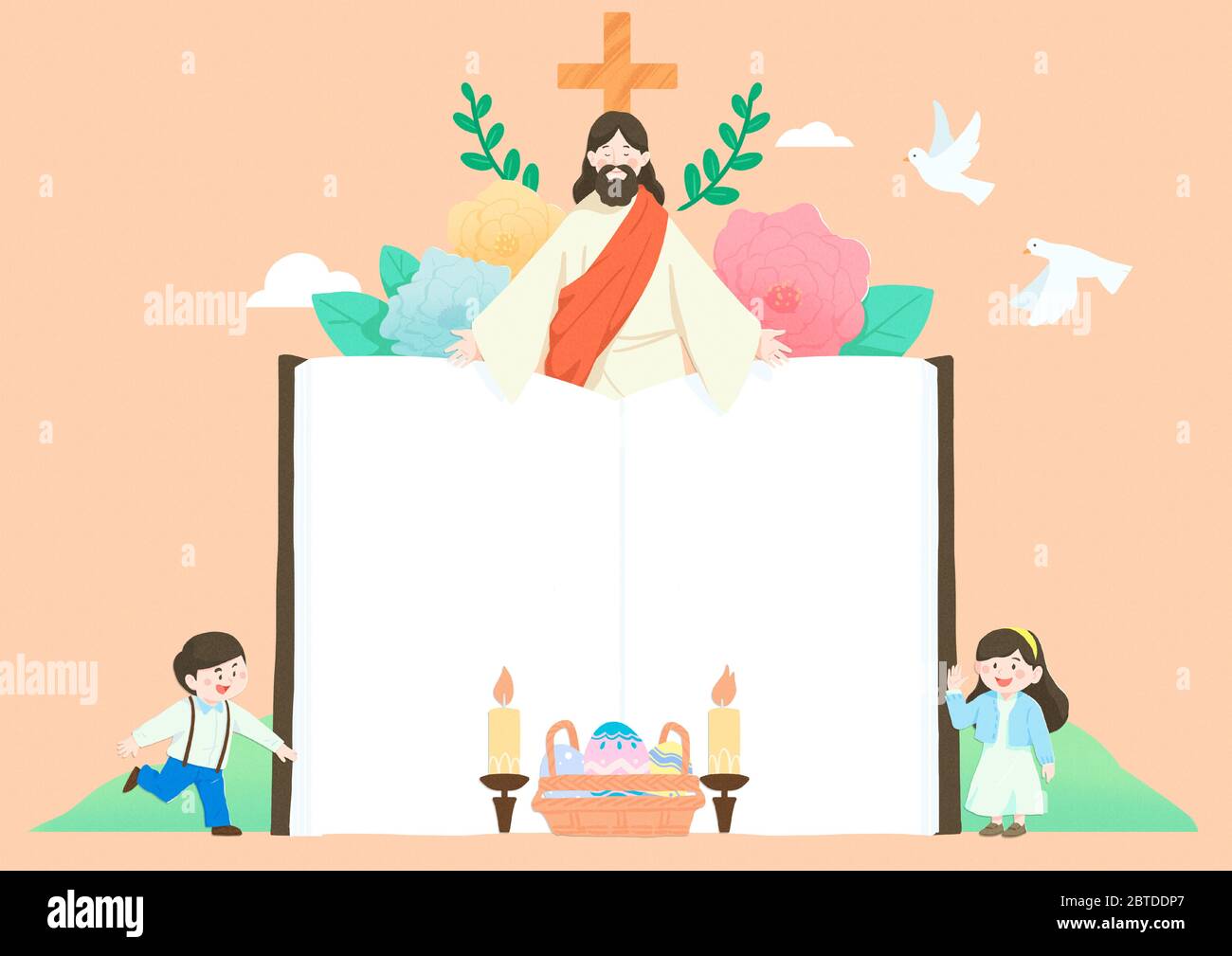 Catholic religion concept, Jesus with people cartoon christian ...