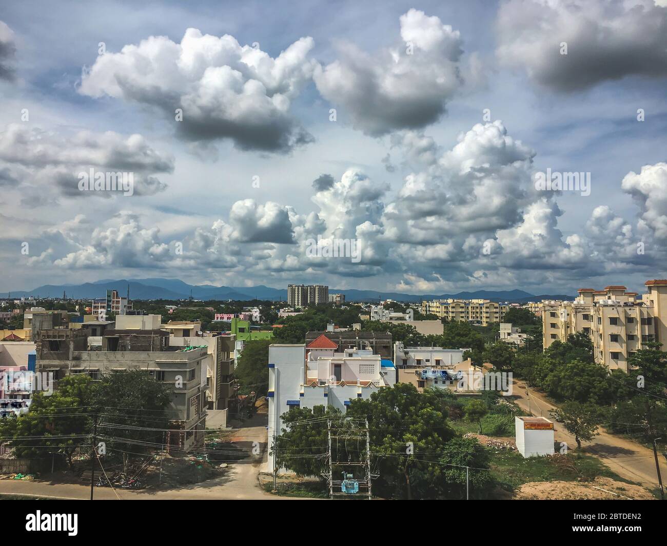 Aerial view of Chennai near tambaram with background mountain and full ...