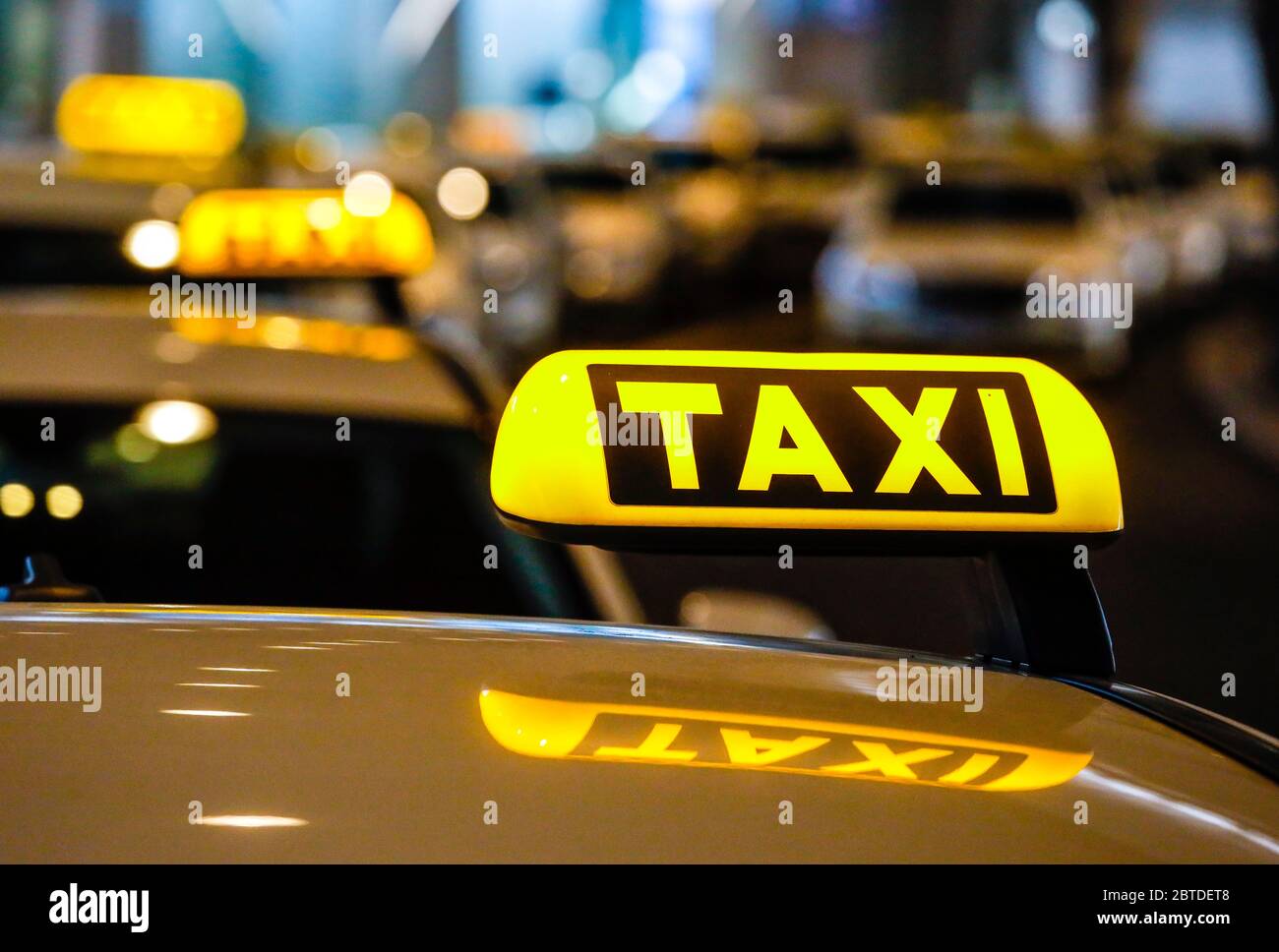 Duesseldorf, North Rhine-Westphalia, Germany - Taxi, taxi stand with ...