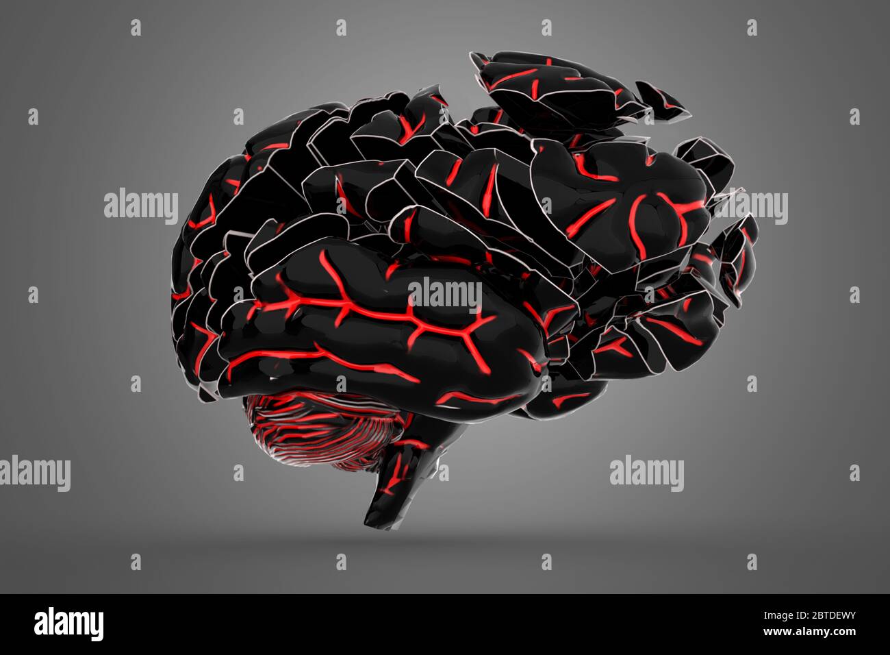 Shattered brain. Conceptual 3d illustration helpful for in visualizing ...