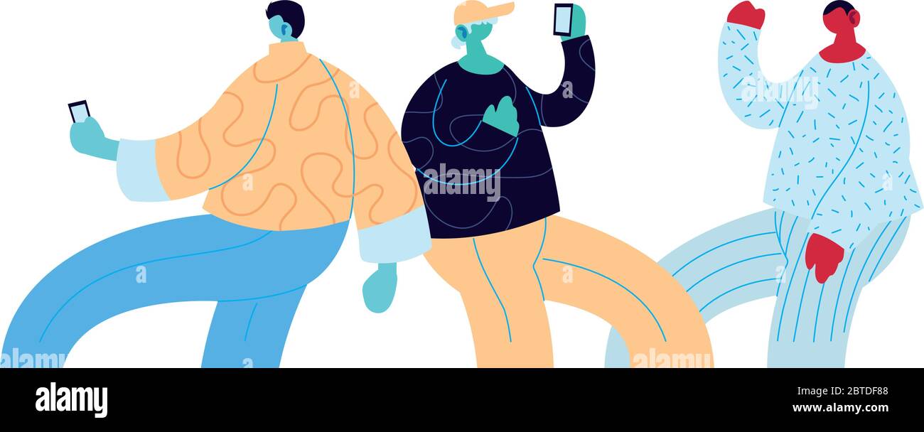 Men cartoons with smartphones chatting design, Message chat and ...