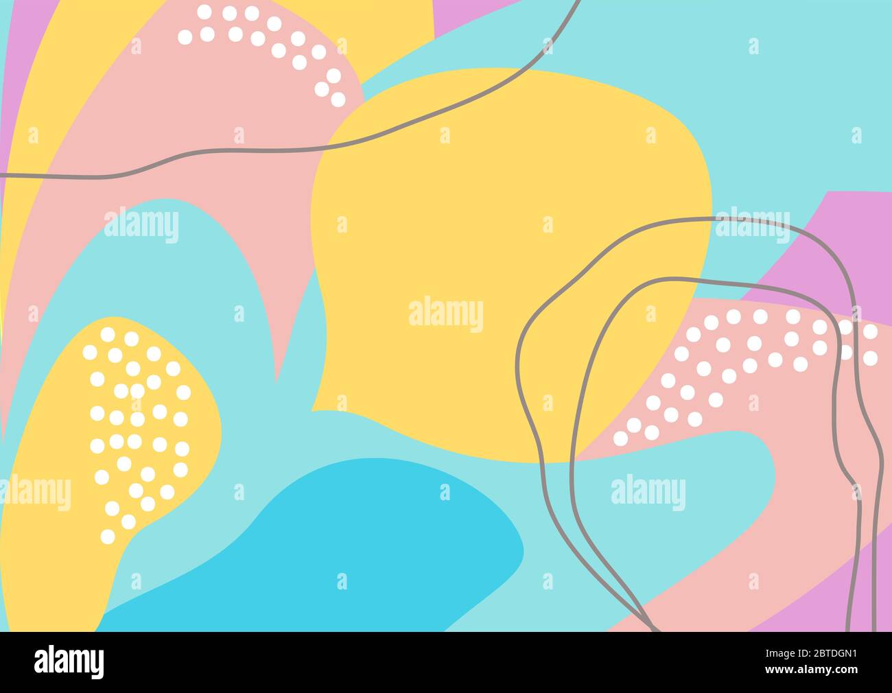 Fun hand drawn colorful shapes, doodle objects and lines, dots collage ...