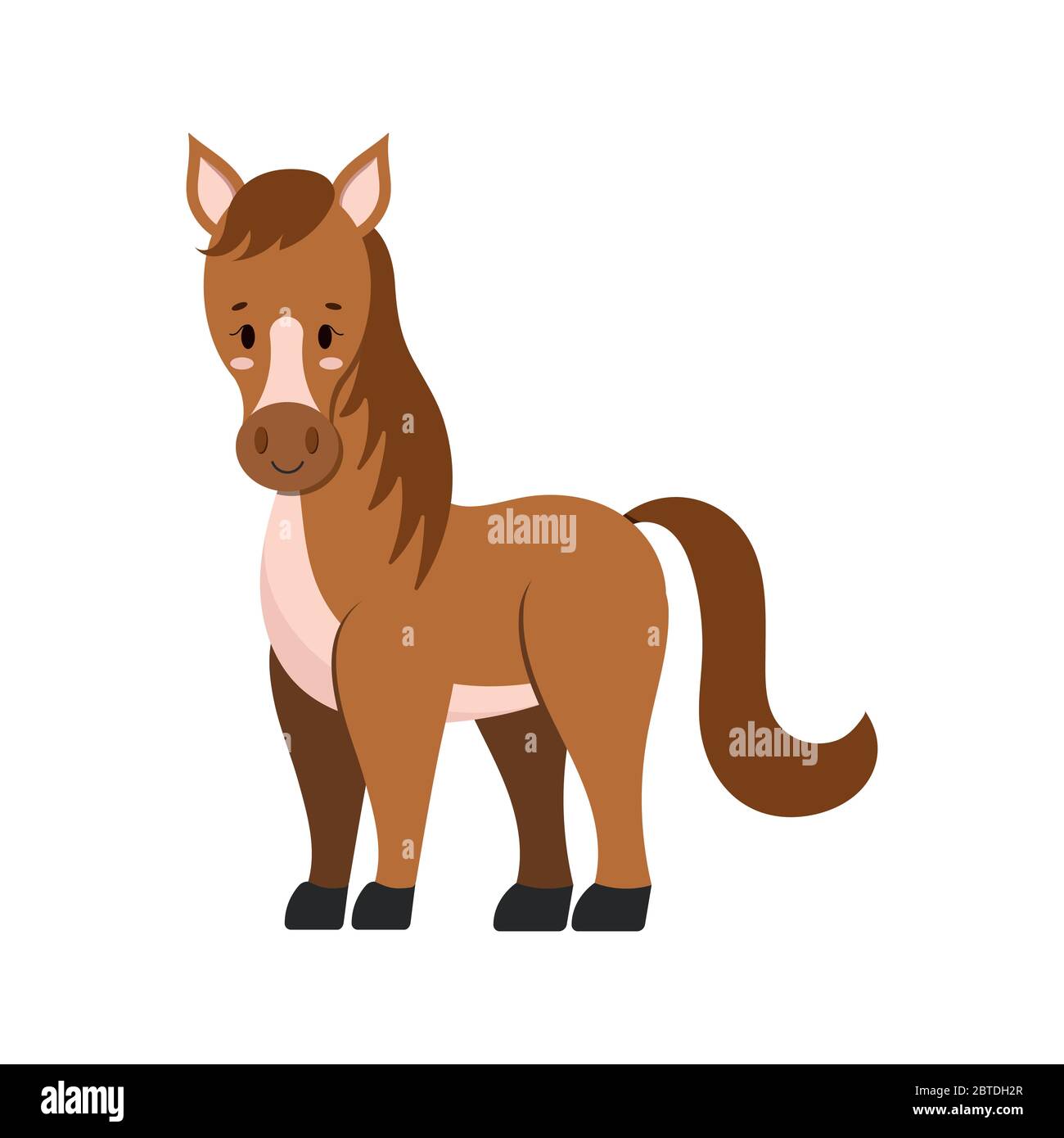 Cute farm horse isolated on white background Stock Vector Image & Art ...