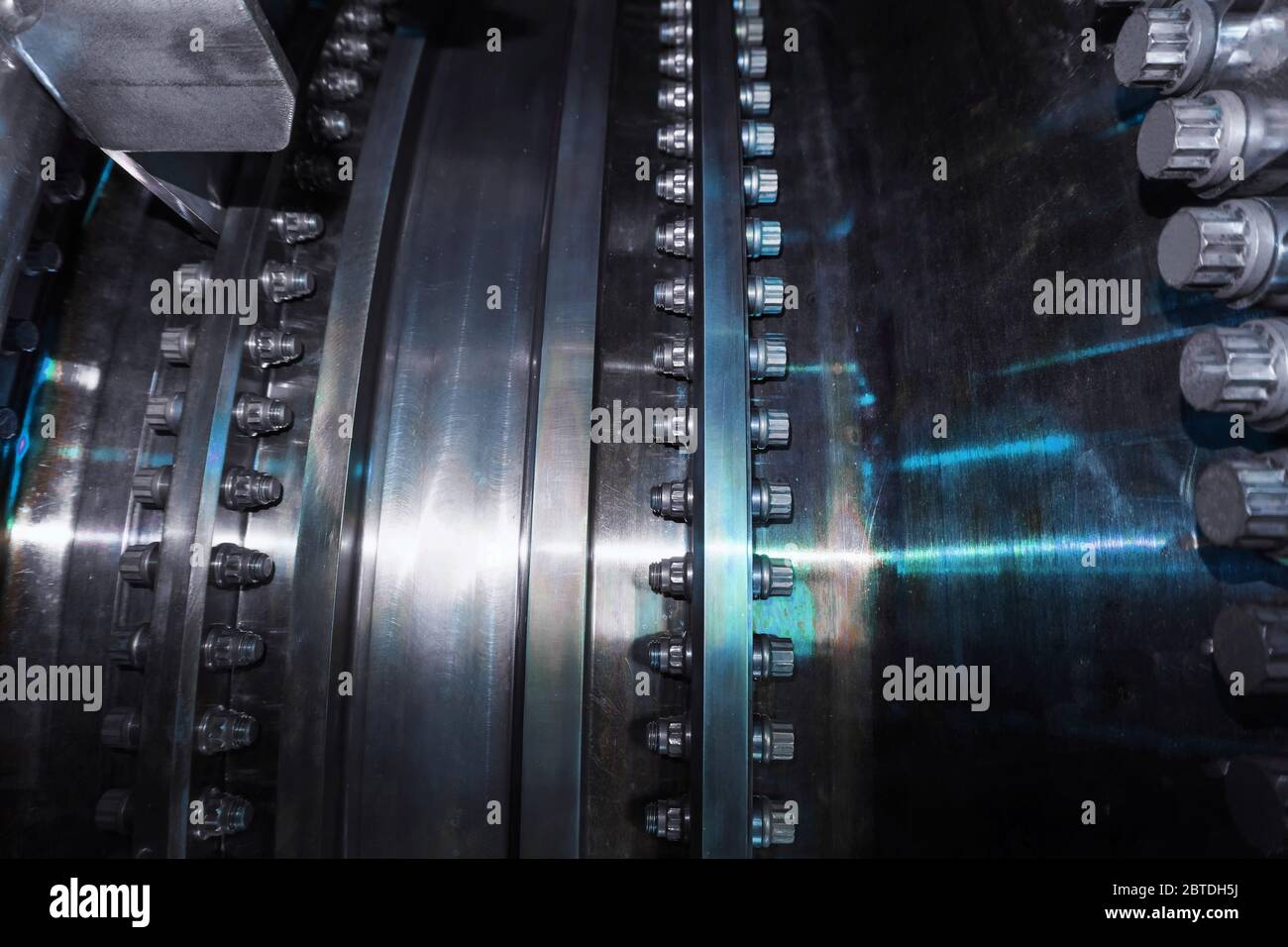 A detailed view of the gas turbine engine for generating electricity ...