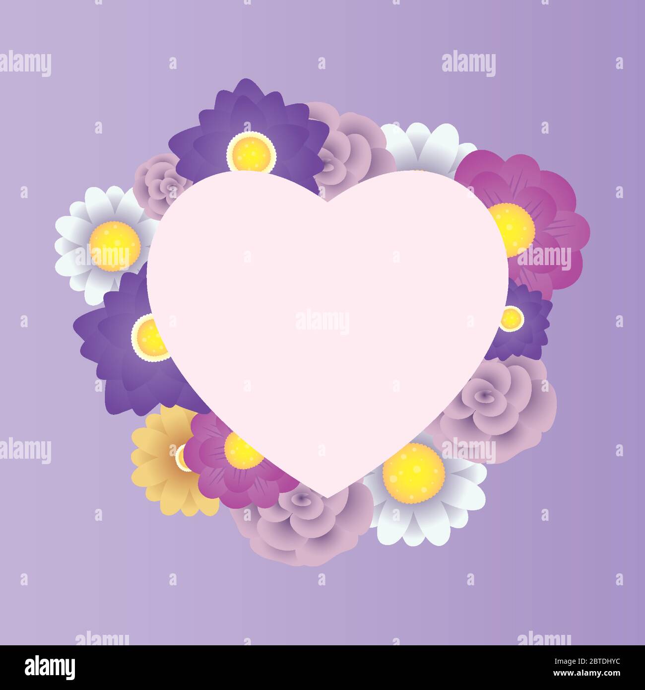 floral decorative card template with heart frame Stock Vector Image ...