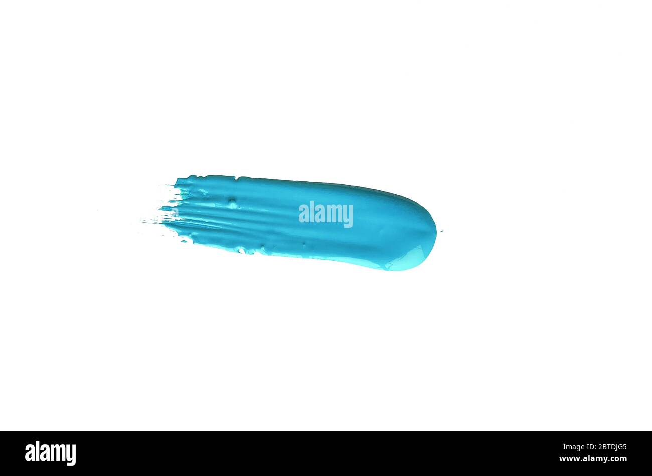 Turquoise blue brush stroke paiting over isolated background, canvas ...