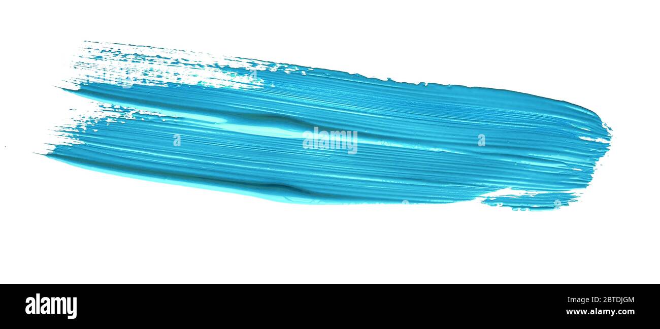 Turquoise blue brush stroke paiting over isolated background, canvas ...