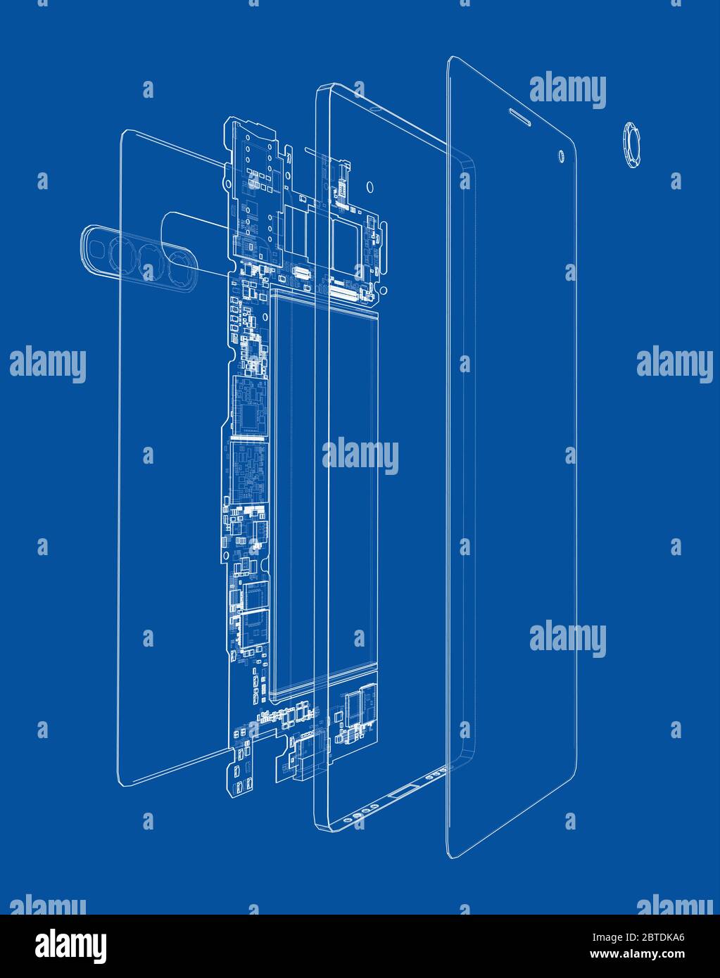 Disassembled smartphone concept outline. Vector Stock Vector Image ...