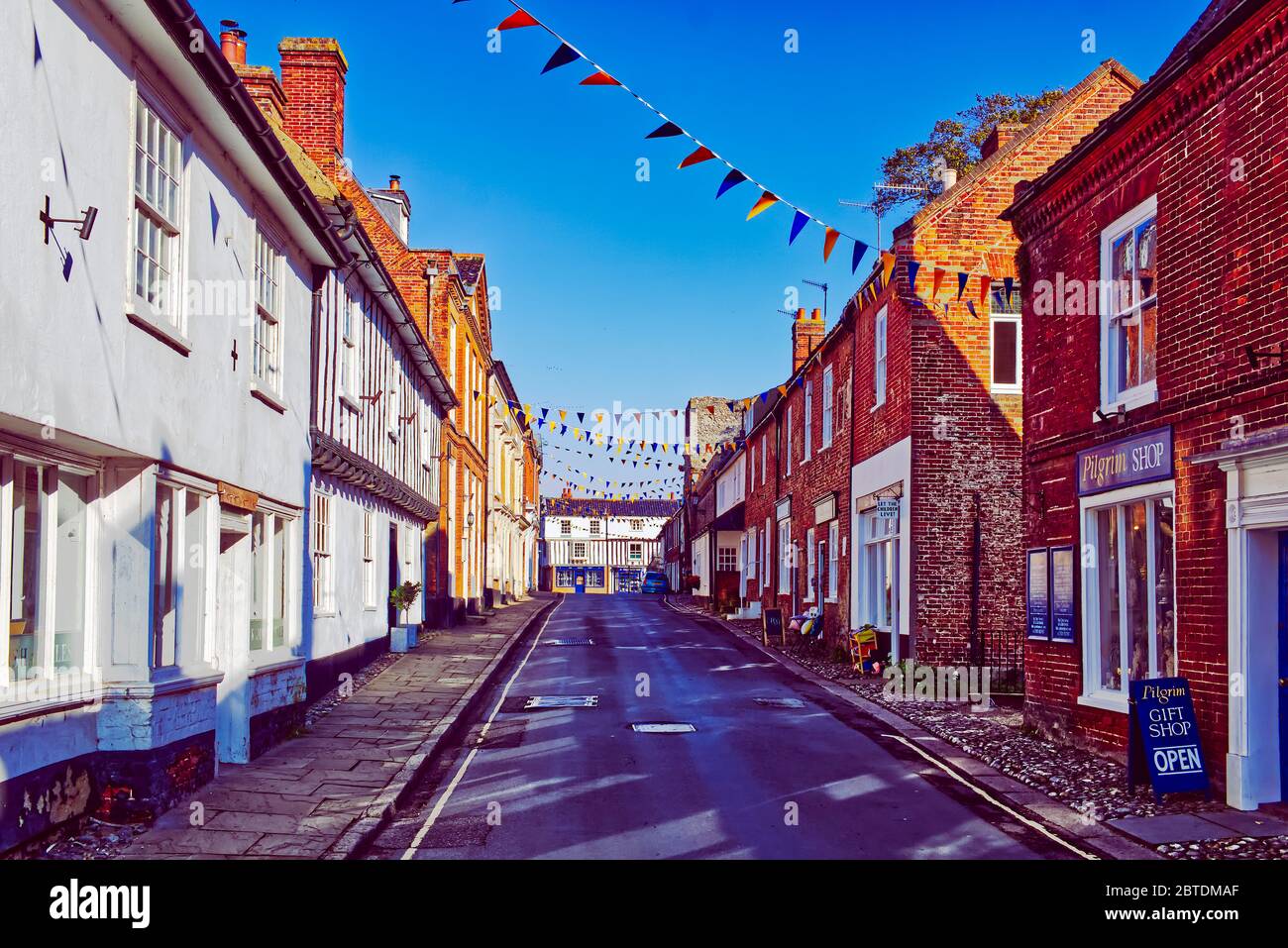 Bunting decorates the High Street of the pilgrimage destination of ...