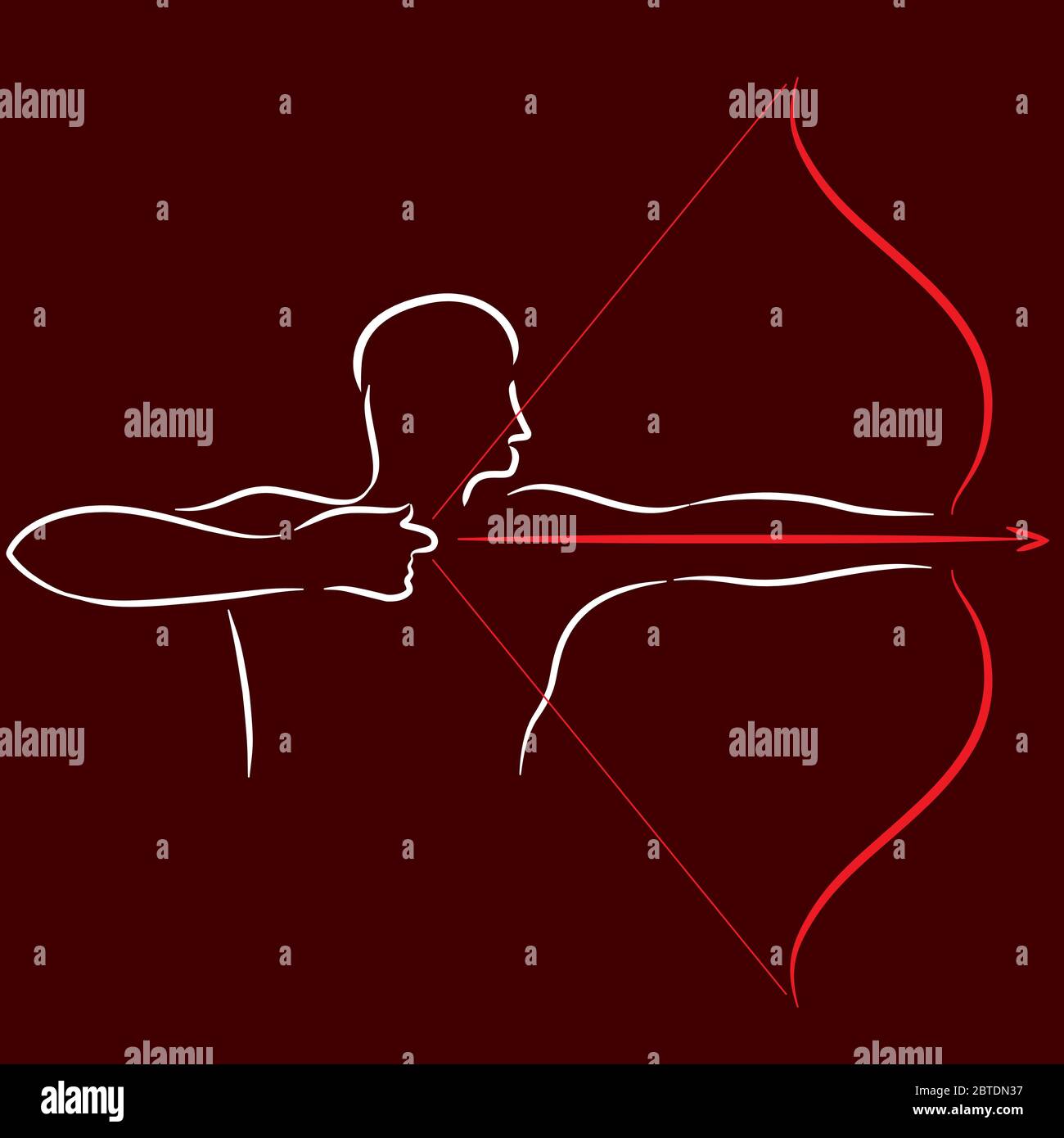 Vector illustration. Lineal icon of archer in red tones Stock Vector ...