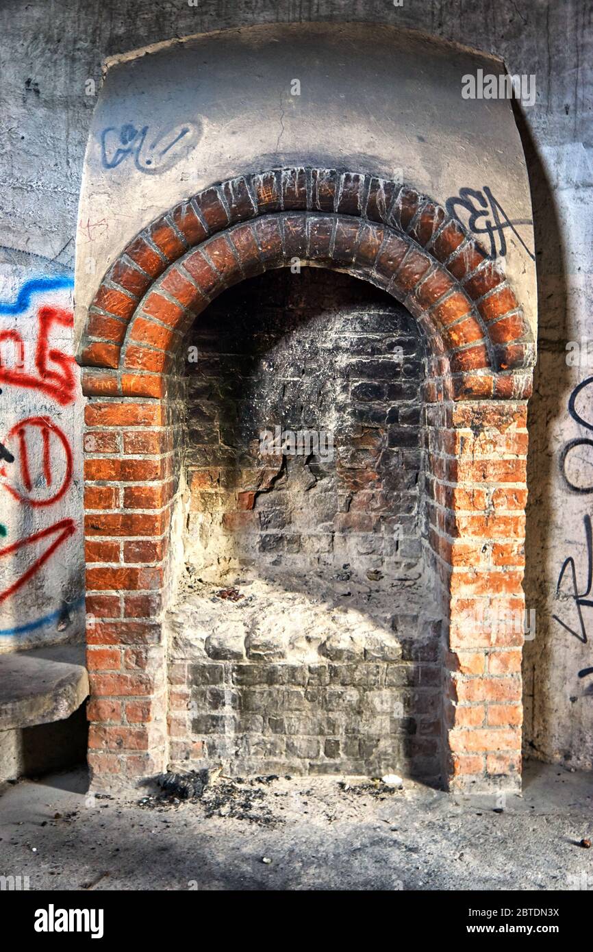 Old stone fireplace in a historic public building Stock Photo - Alamy