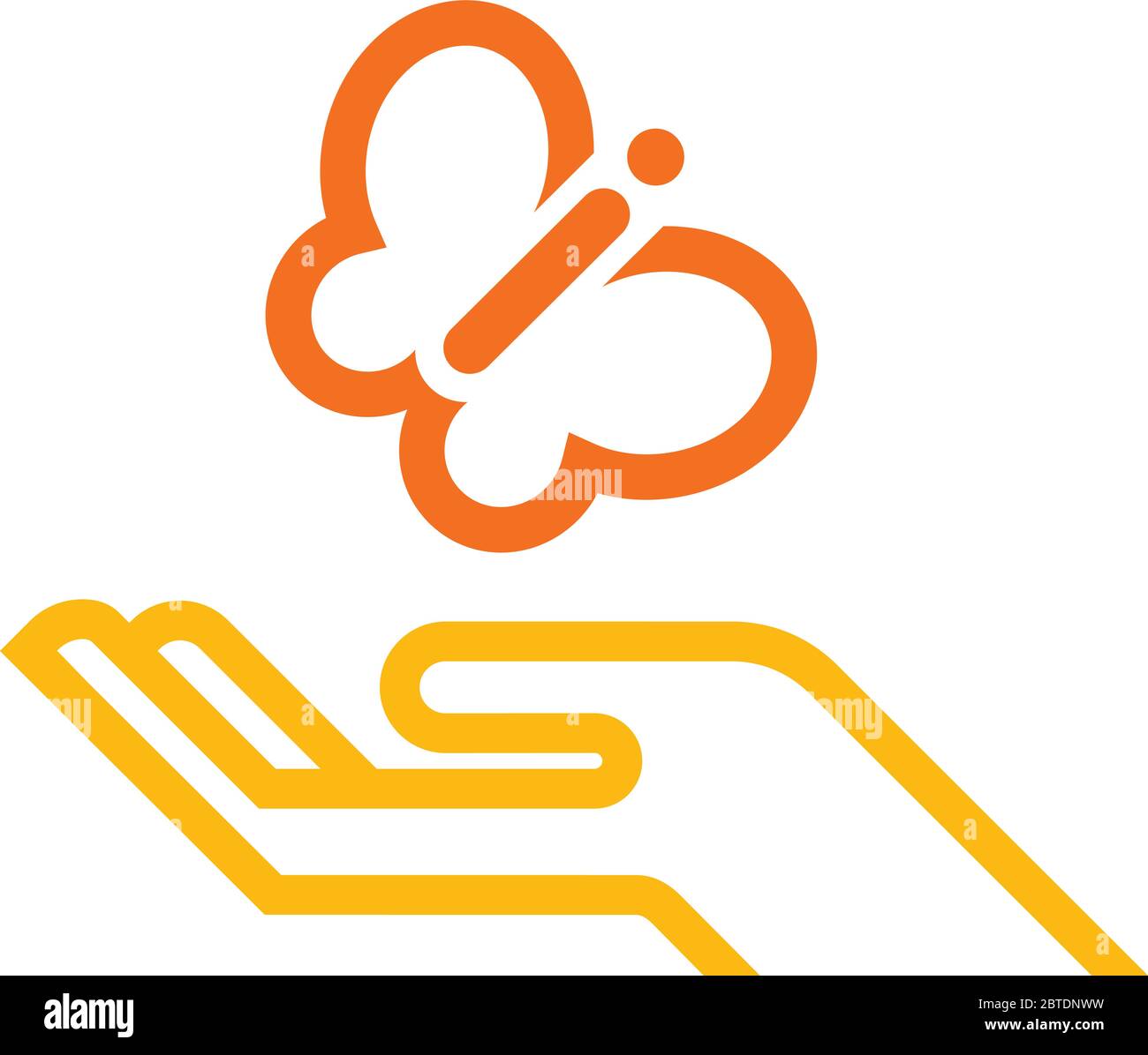 Vector illustration. Human care concept geometrical icon with butterfly ...