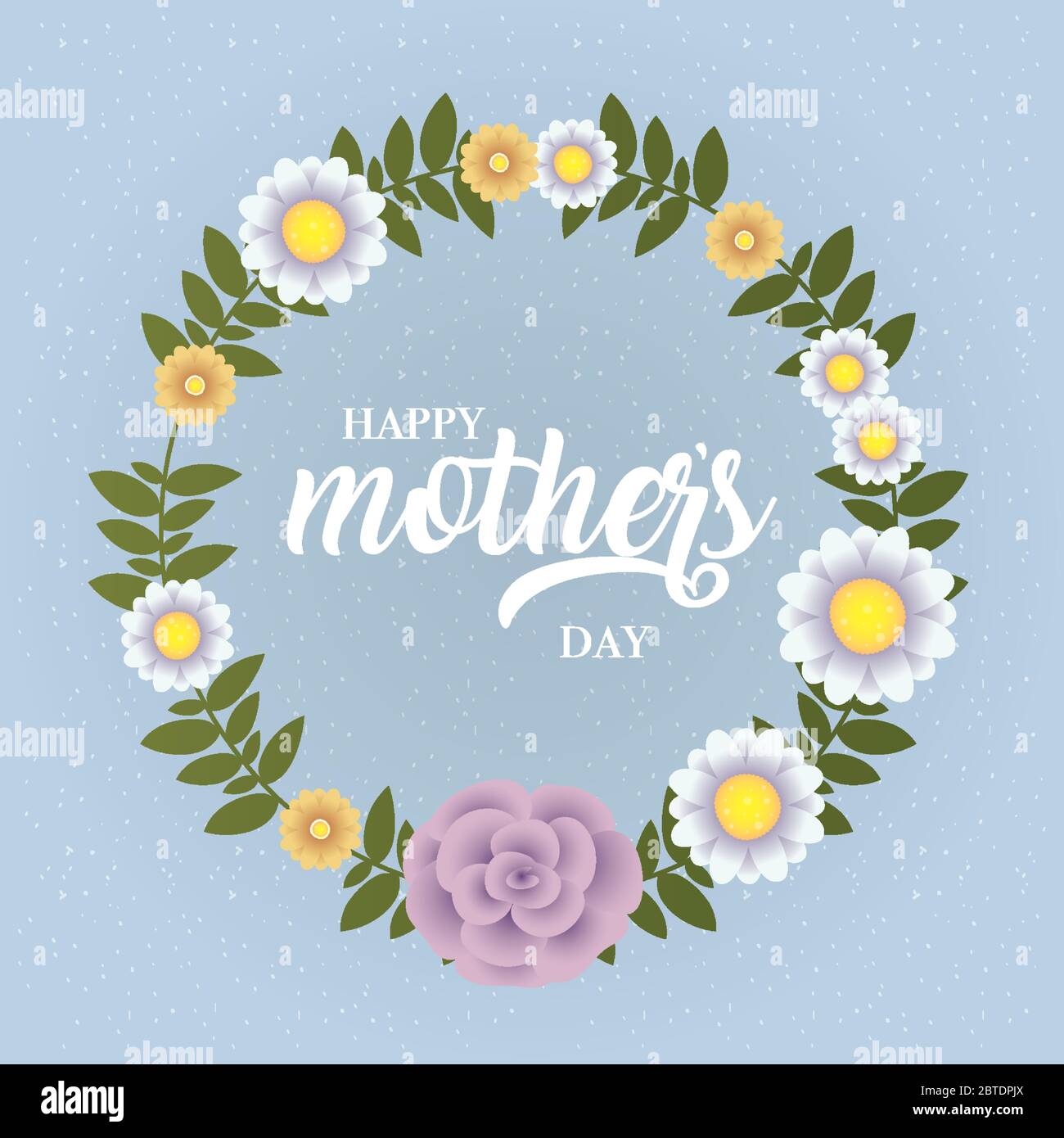happy mothers day card with floral circular frame Stock Vector Image ...