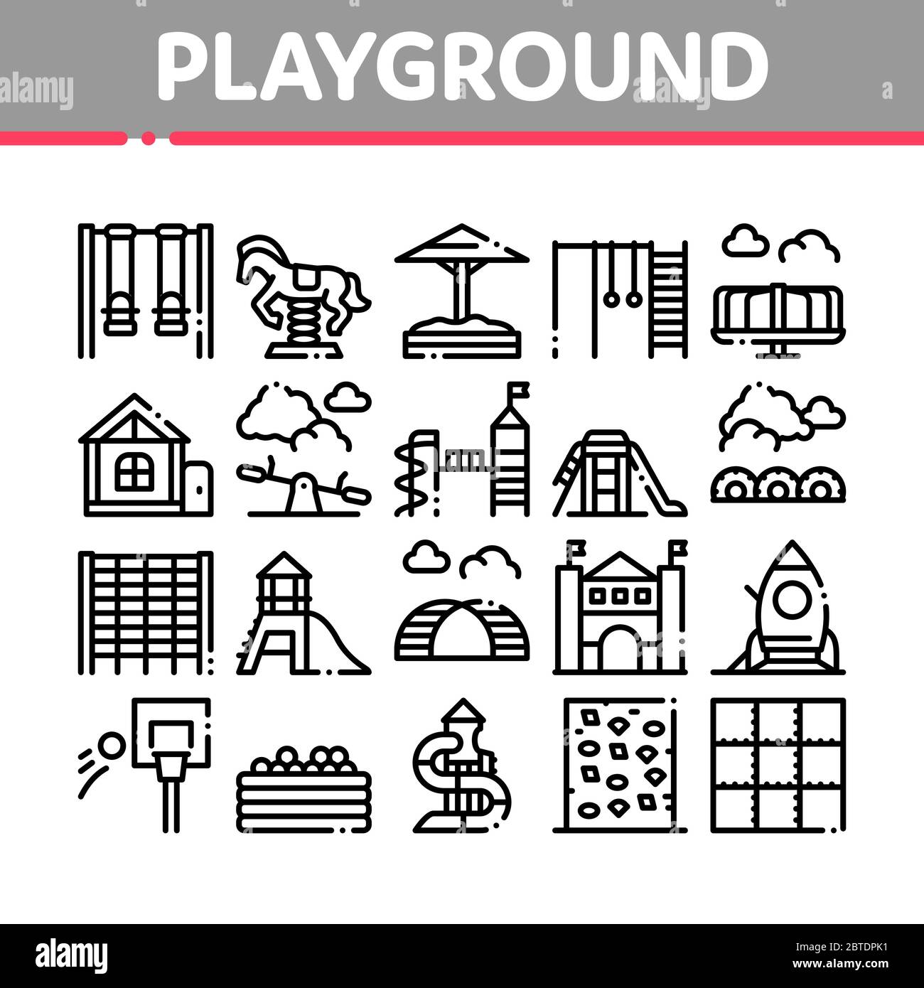 Playground Children Collection Icons Set Vector Stock Vector Image ...