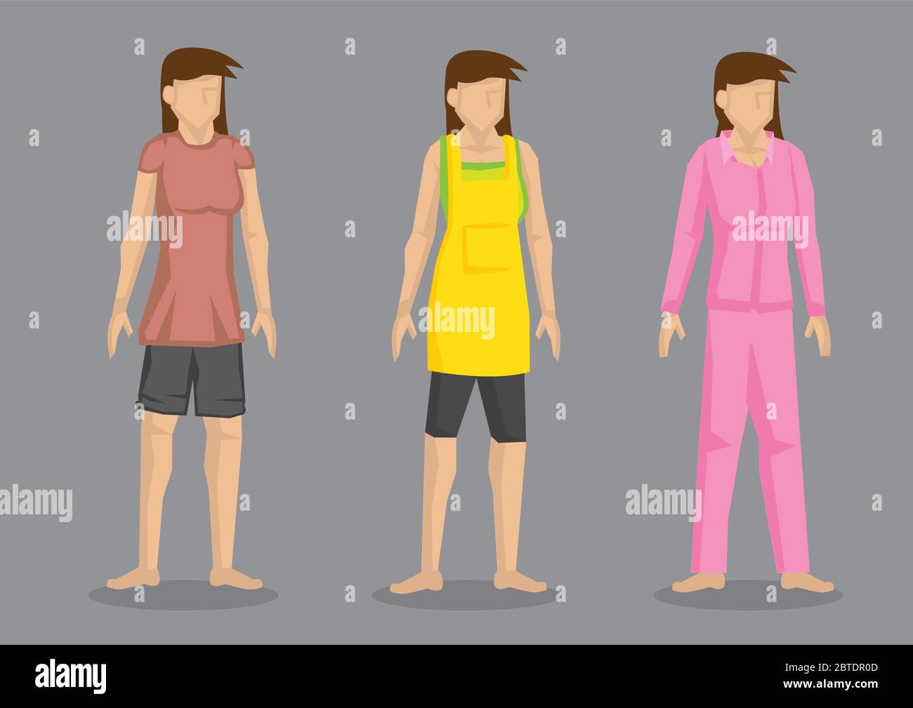 Set of three vector character of cartoon women wearing comfortable ...