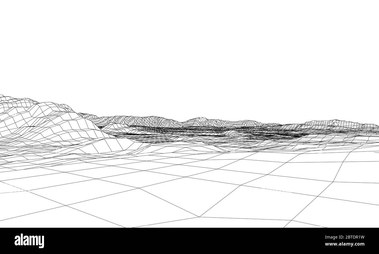 Abstract 3d wire-frame landscape. Blueprint style Stock Vector Image ...