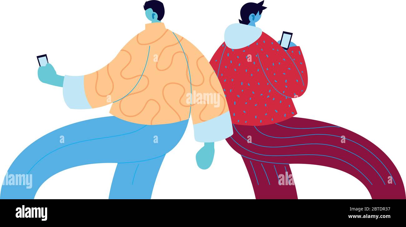 Men cartoons with smartphones chatting design, Message chat and ...