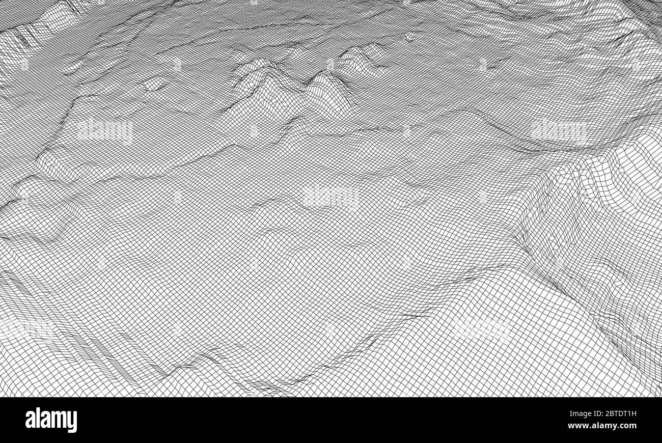 Abstract 3d wire-frame landscape. Blueprint style Stock Vector Image ...