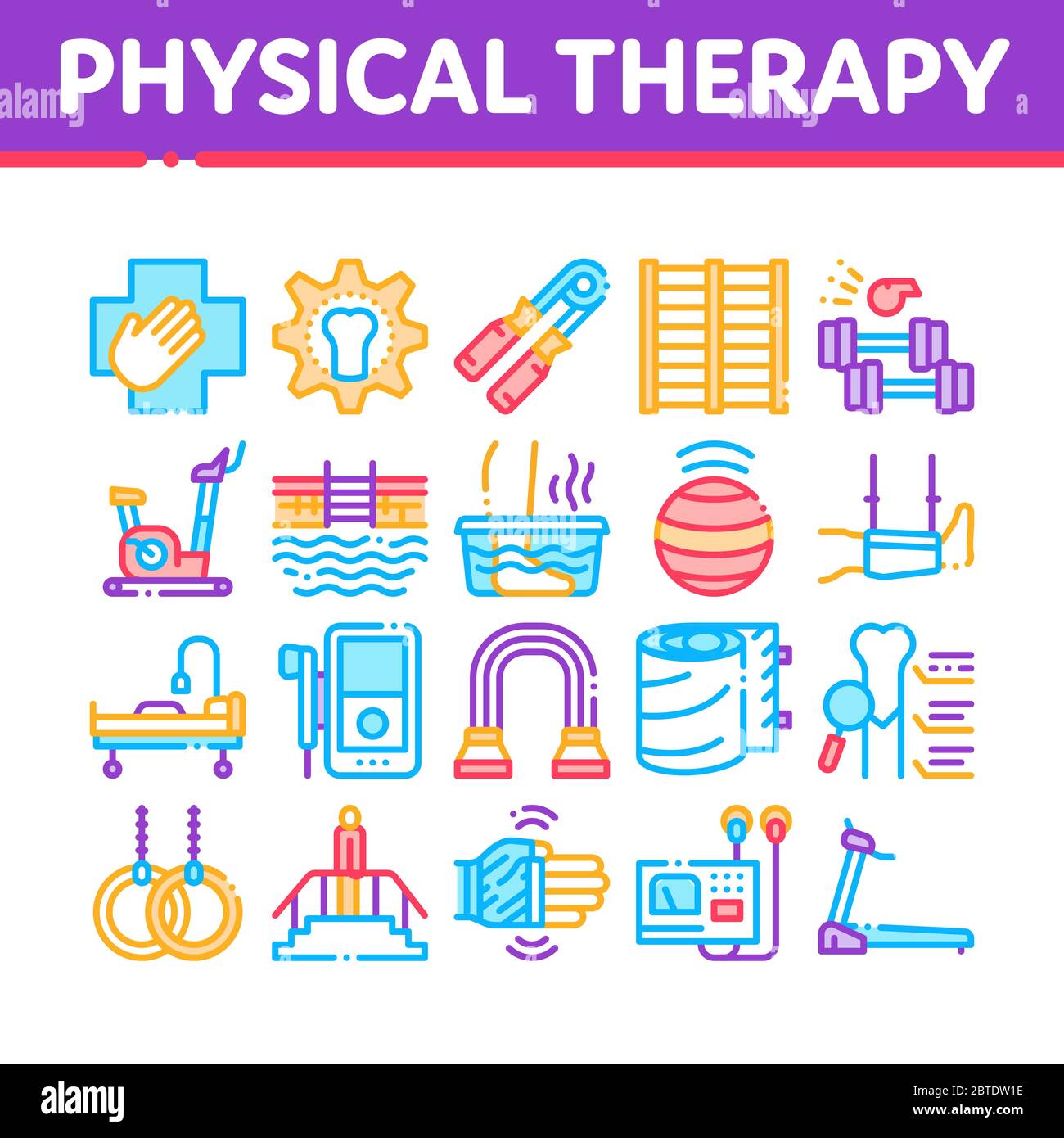 Physical Therapy And Recovery Icons Set Vector Stock Vector Image & Art ...