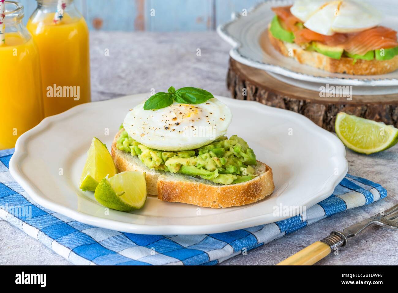 Toast salmon avocado poached hi-res stock photography and images - Alamy