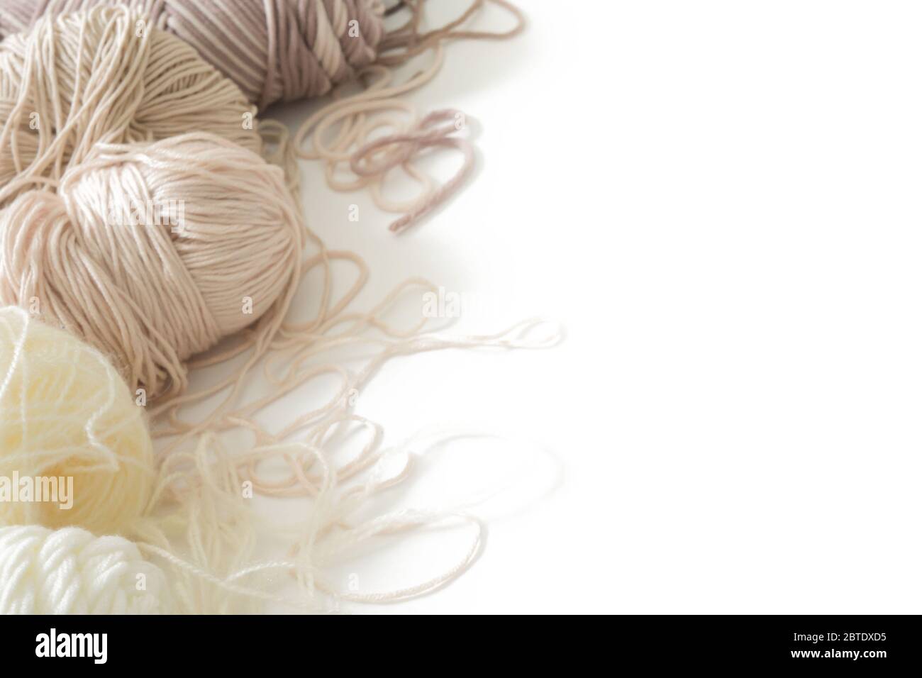 Wool and cotton yarn for knitting of neutral natural color. Background ...