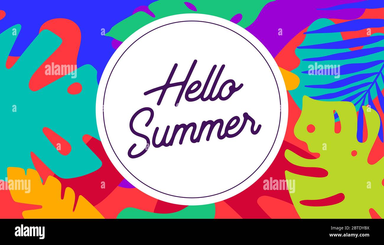Hello summer. Tropical background in boho style Stock Vector Image ...
