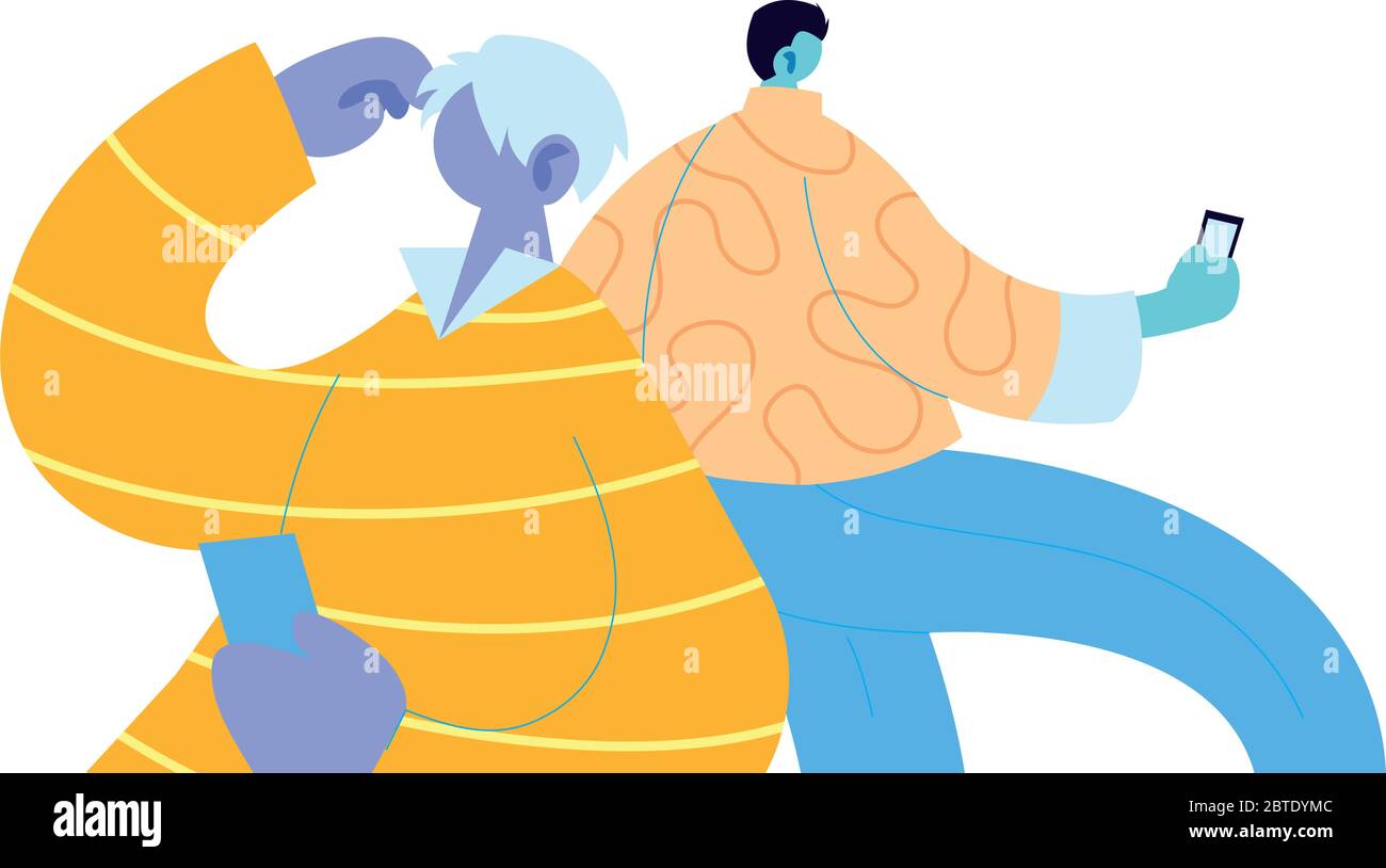 Men cartoons with smartphones chatting design, Message chat and ...