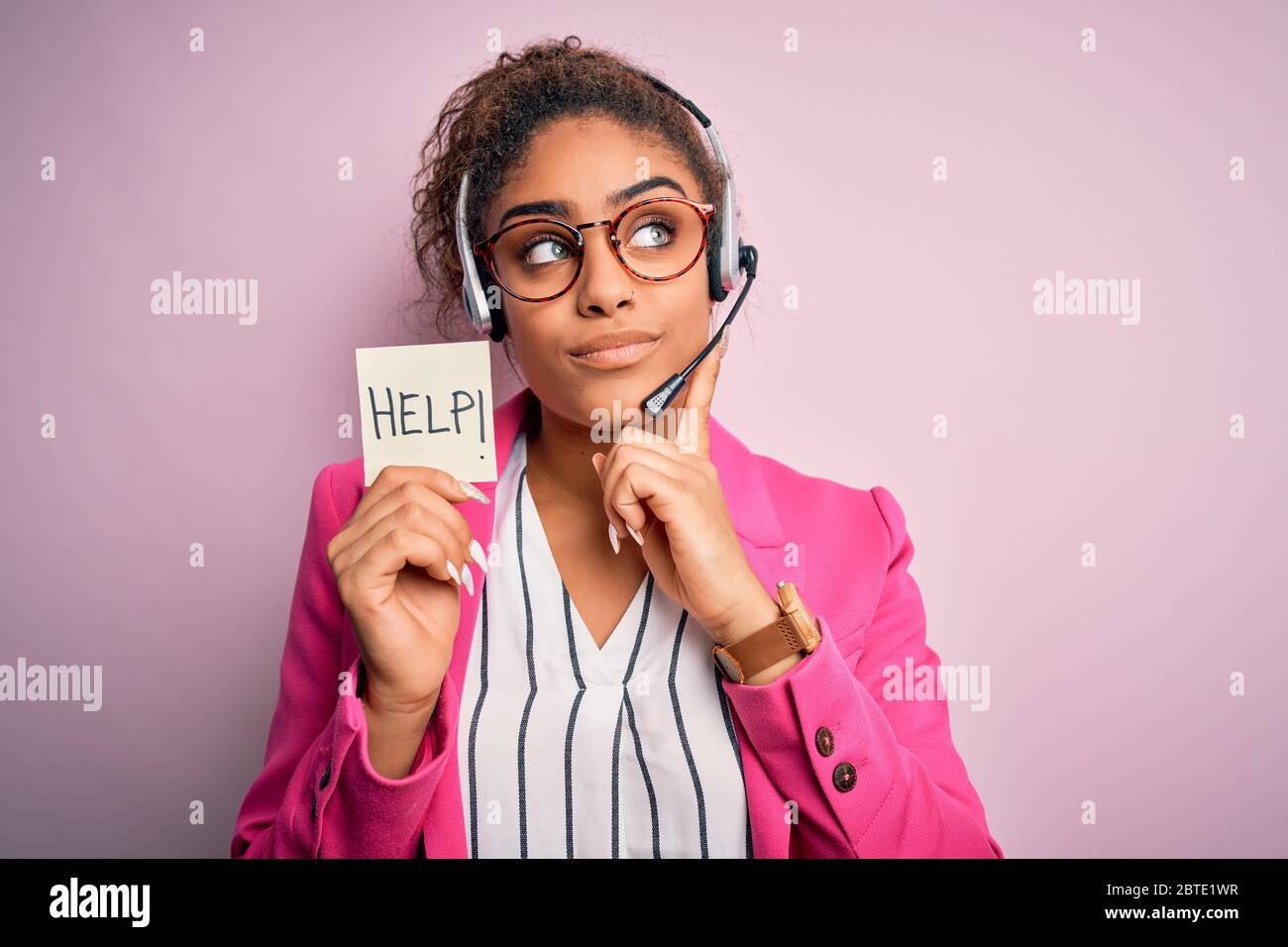 Confused Call Center Agent Looking High Resolution Stock Photography ...