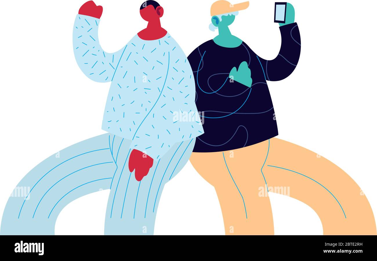 Men cartoons with smartphone chatting design, Message chat and ...