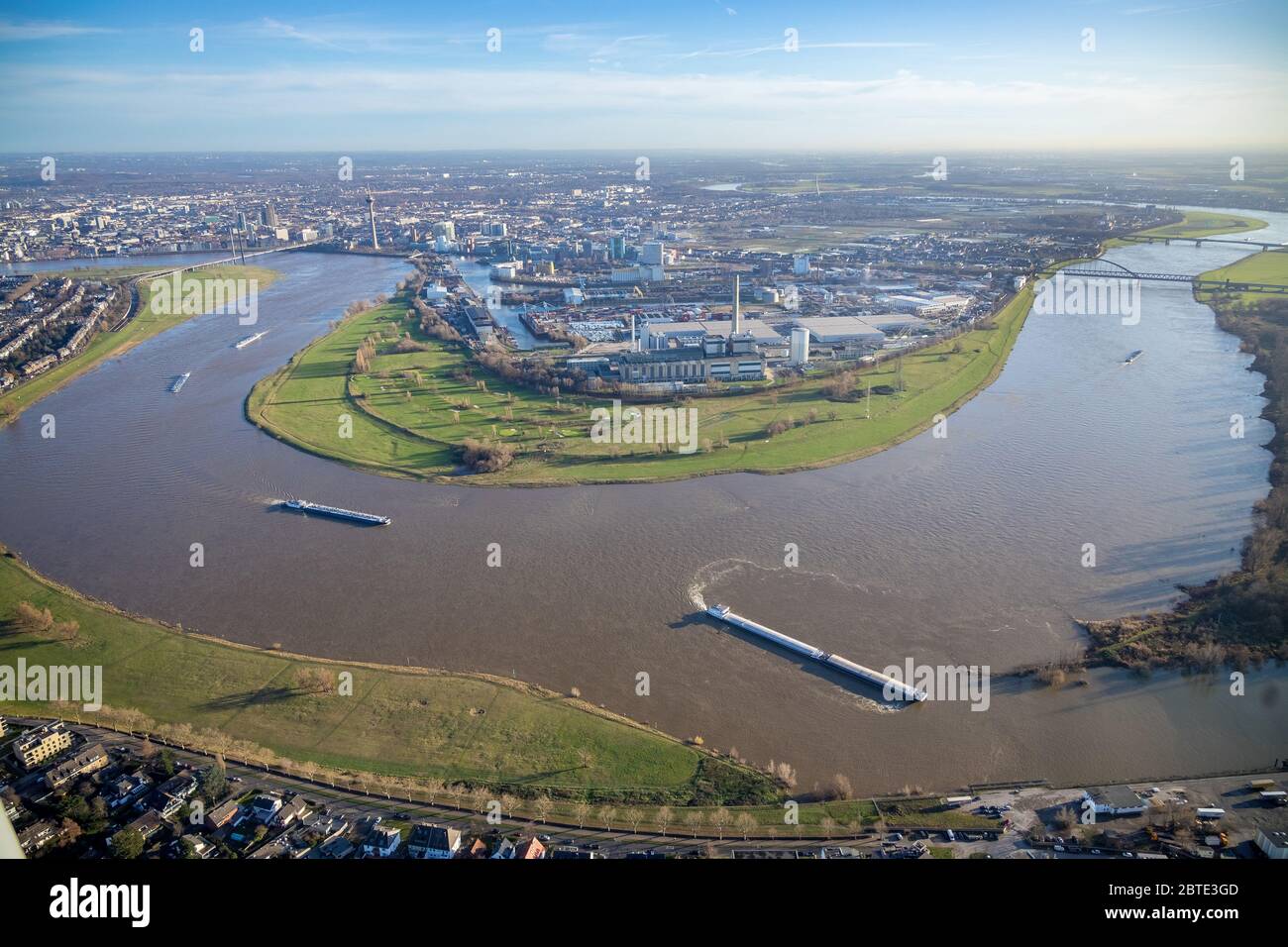 inland water transport on Erft canal, River Rhine, power station ...