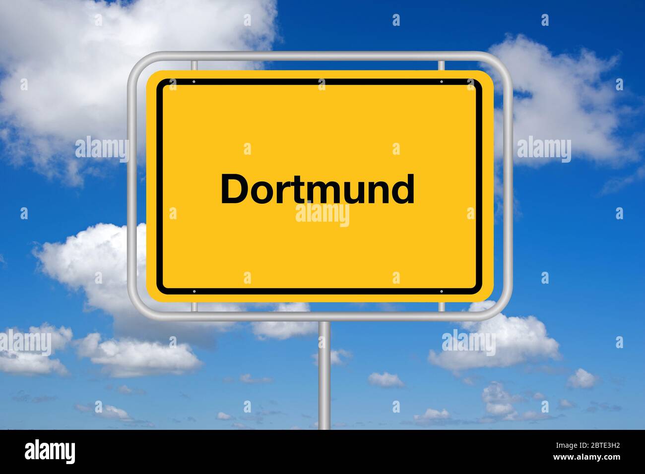 sity sign Dortmund against blue sky, Germany, North Rhine-Westphalia ...