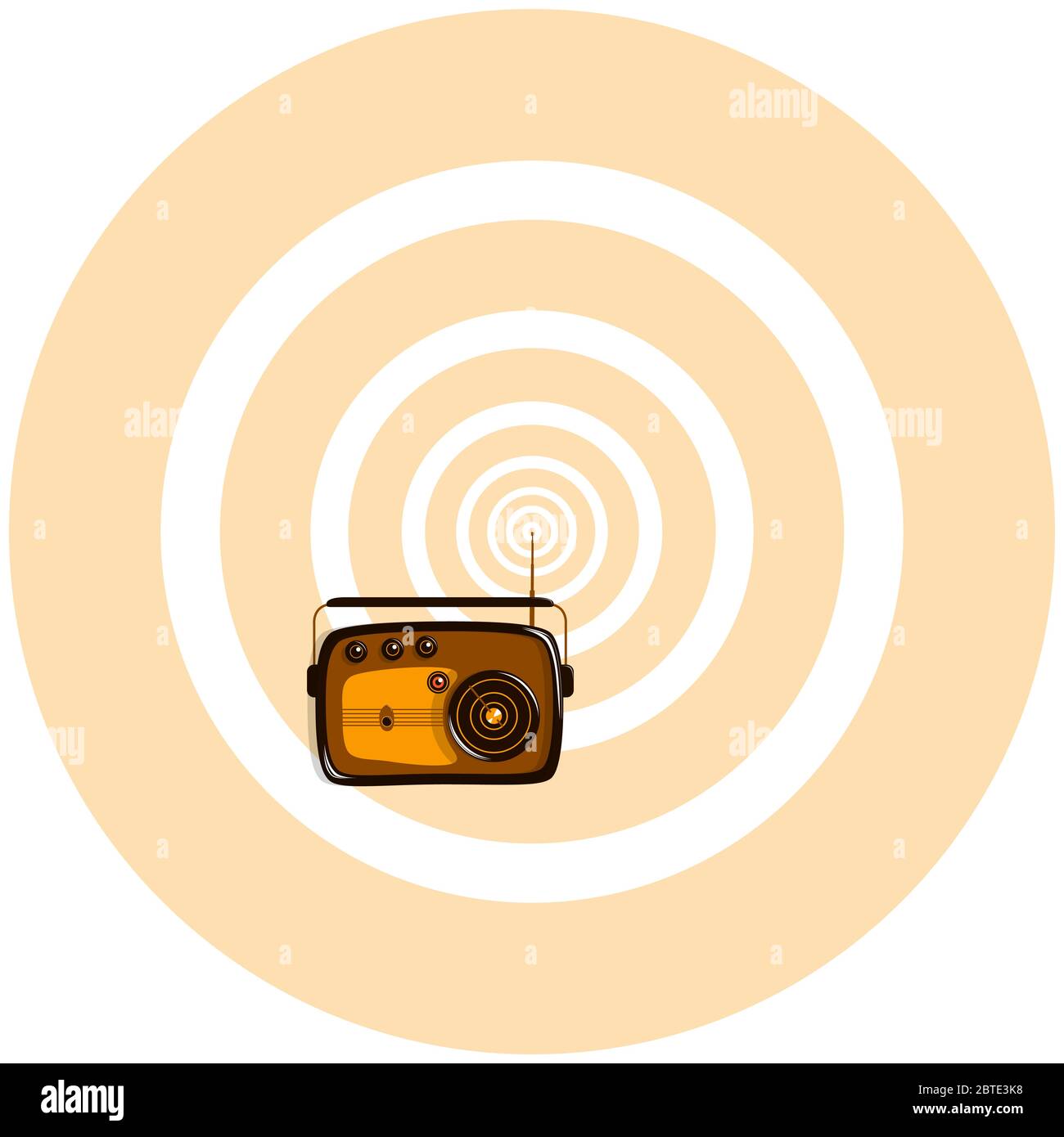 Radio model retro. Radio waves. Flat vector illustration Stock Vector ...