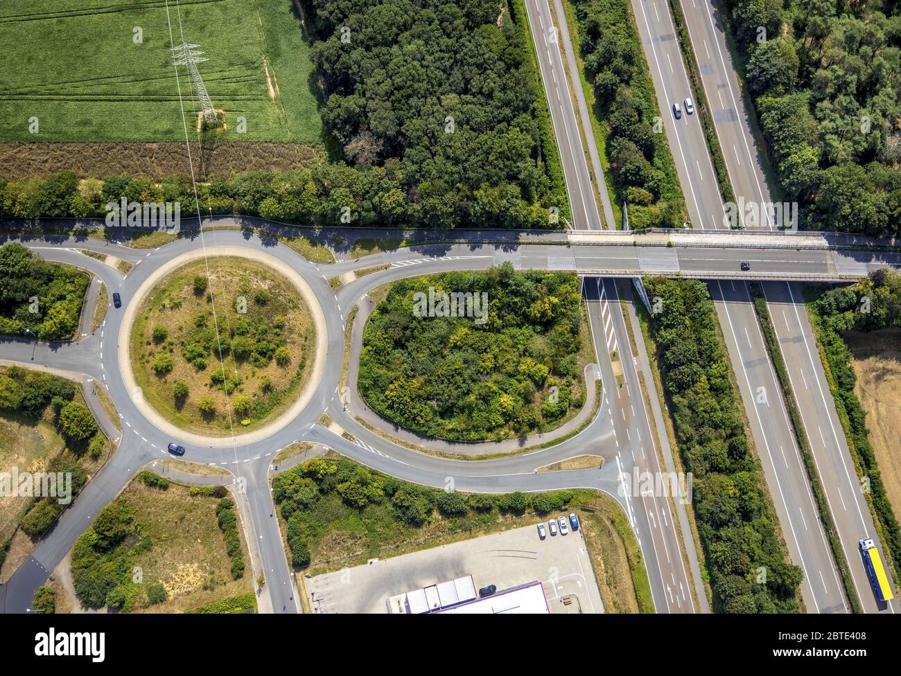 Kreisverkehr at motorway A57 with the streets Alpstrayer Strasse, An ...