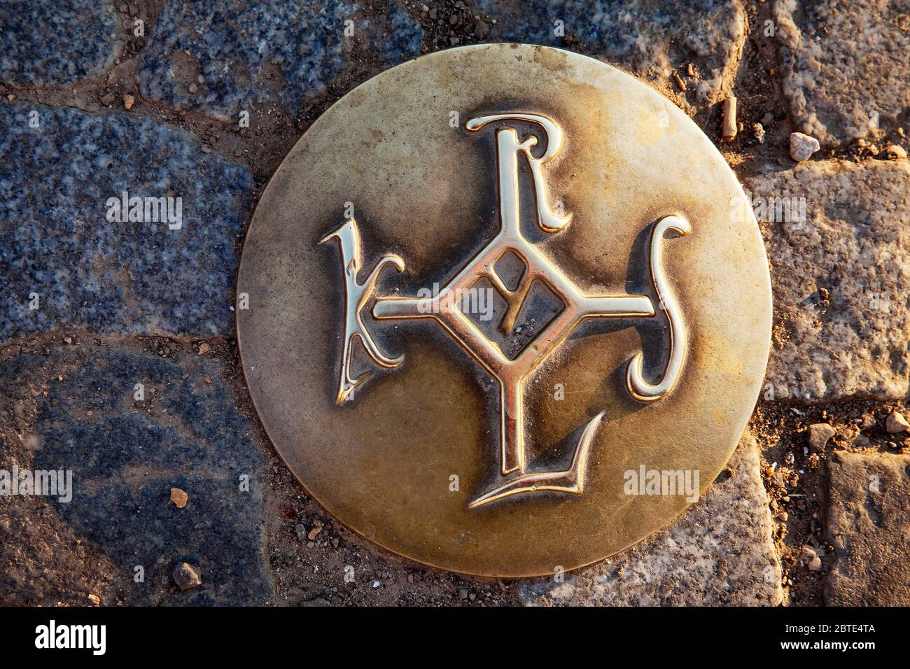 Karolus-Monogramm, signum of Charlemagne at the old town of Aachen ...