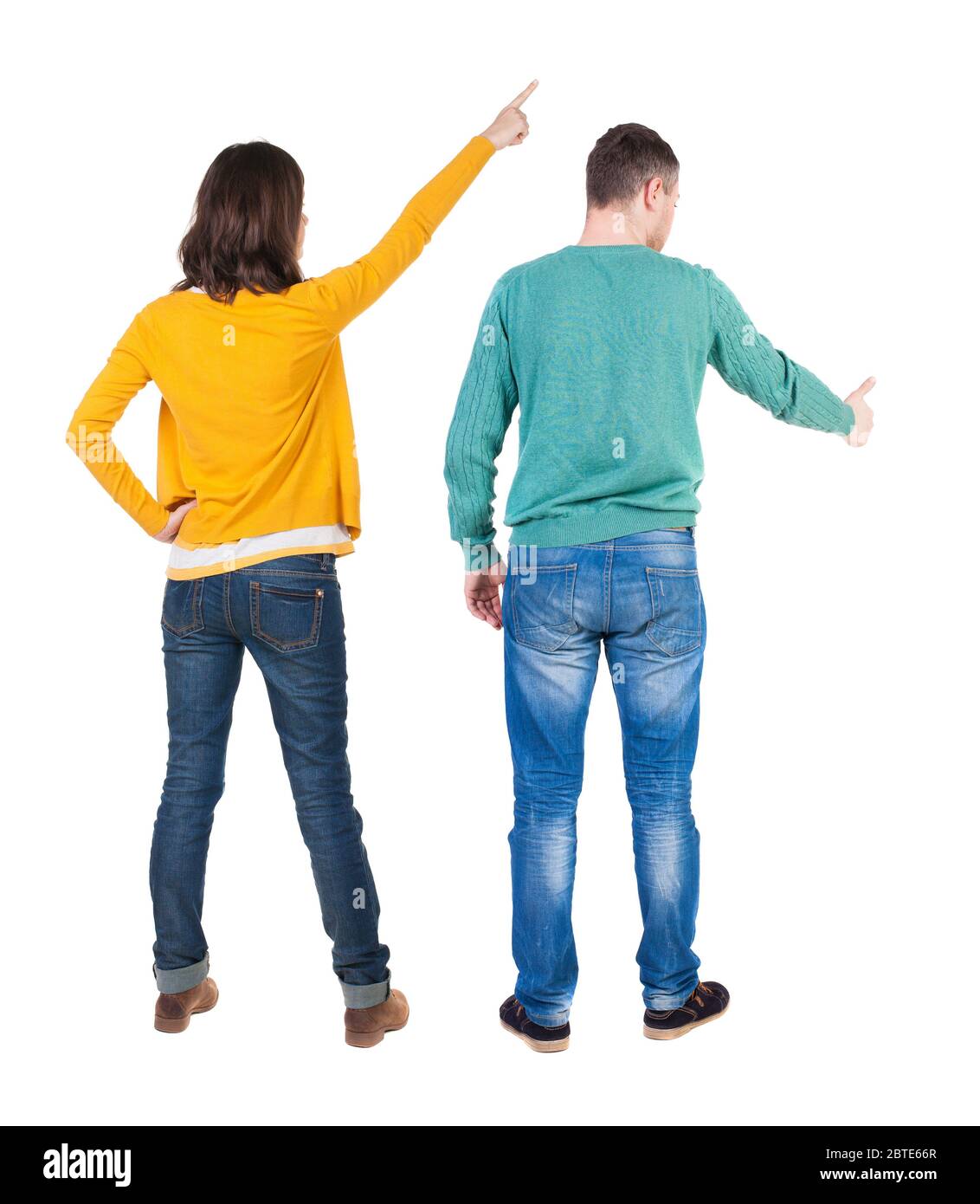 Back view of couple in sweater with mobile phone. beautiful friendly ...