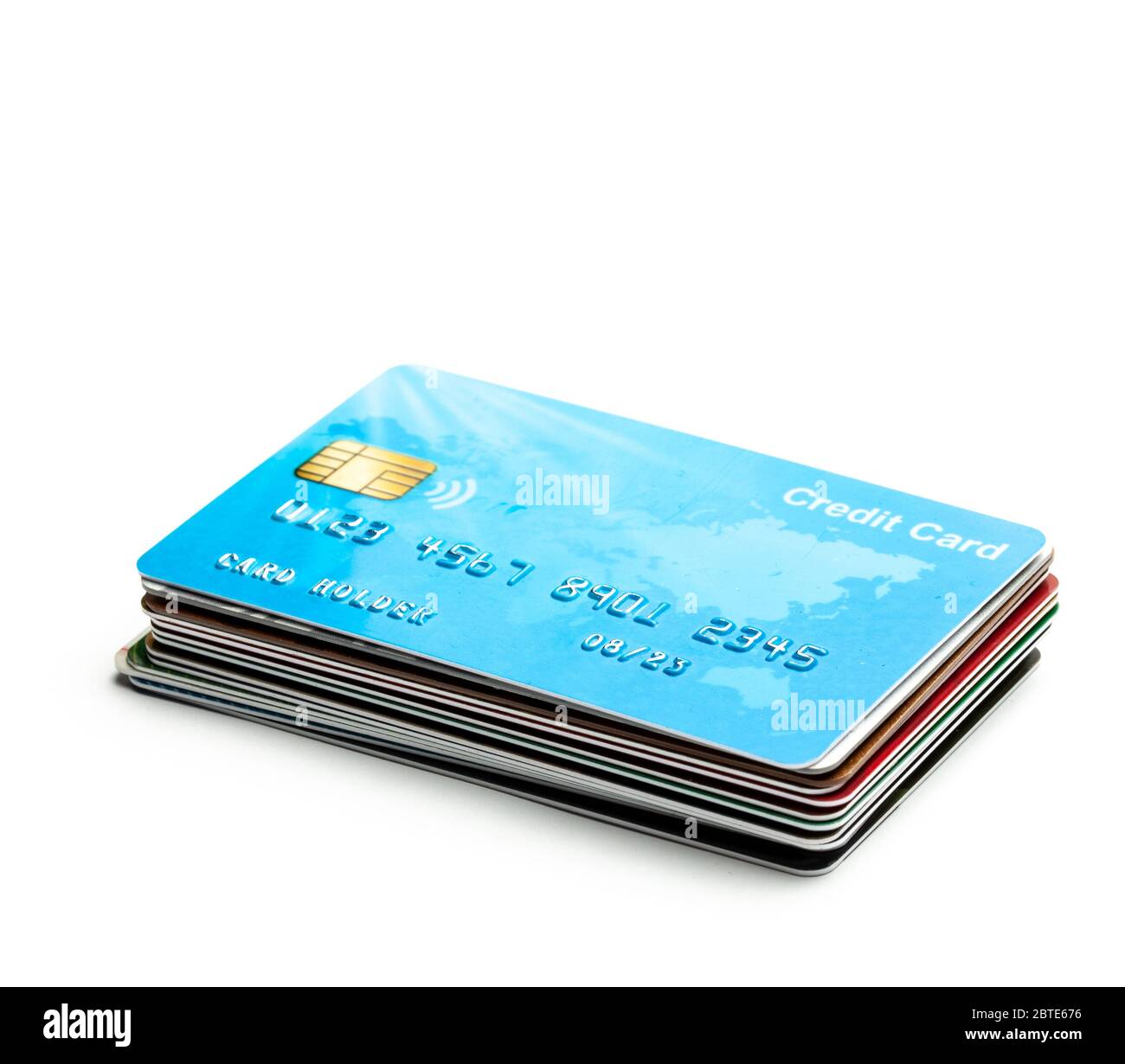 Stack of credit cards isolated on a white background Stock Photo - Alamy