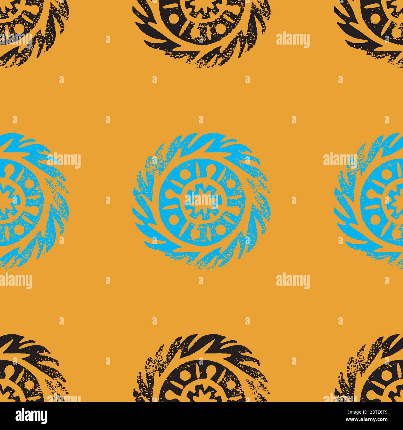 Ethnic, tribal, native circle, mandala. Hand drawn linocut. Geometric ...