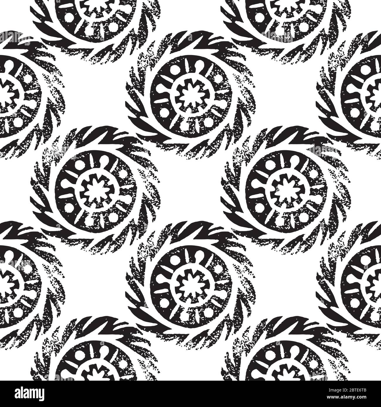 Ethnic, tribal, native circle, mandala. Hand drawn linocut. Geometric ...