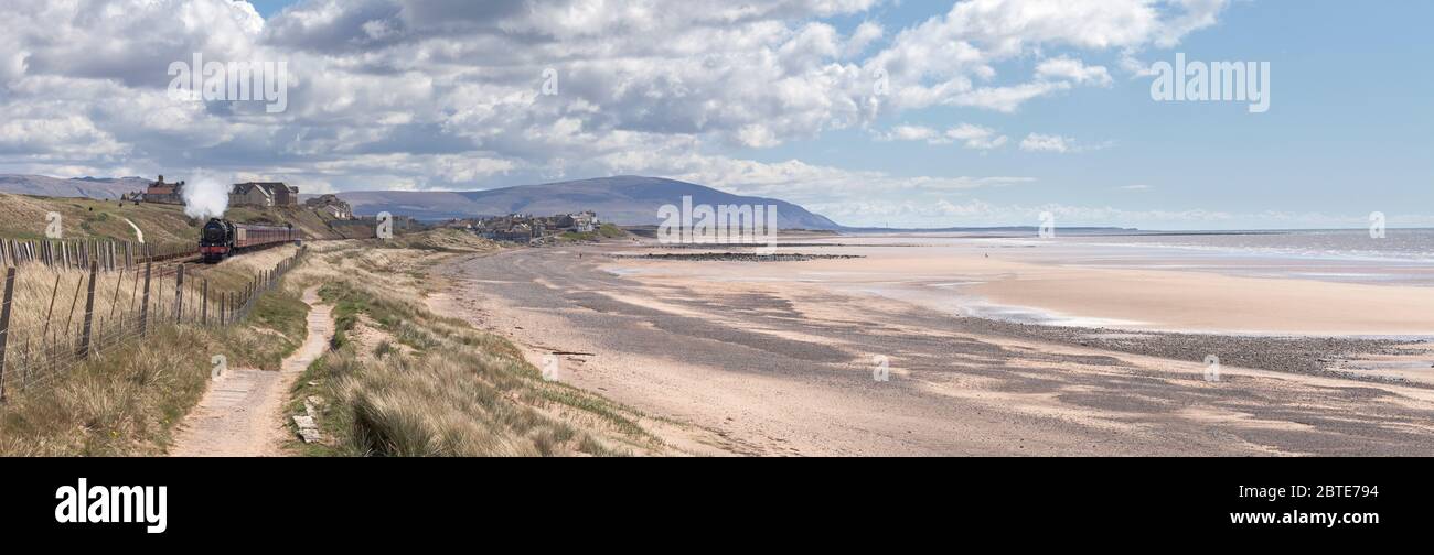 Steam locomotive 46100 Royal Scot hauling a mainline charter train past ...