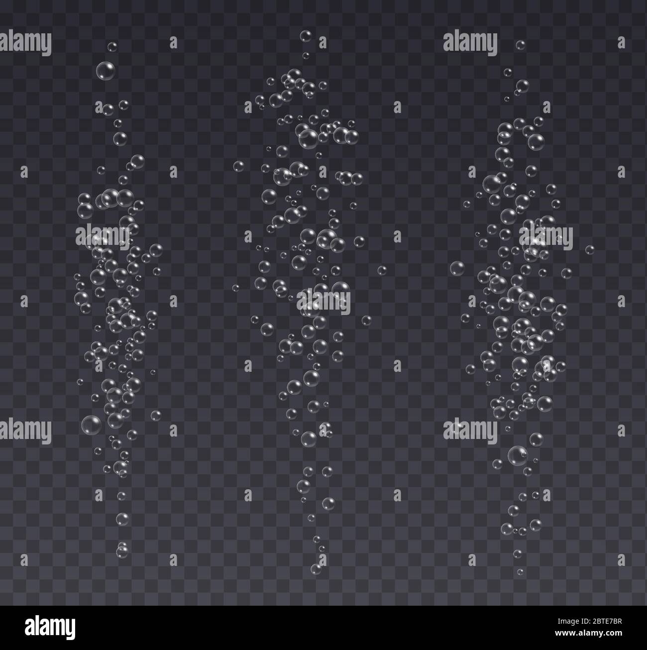 Underwater fizzing bubbles, soda or champagne carbonated drink, sparkling water isolated on a ...