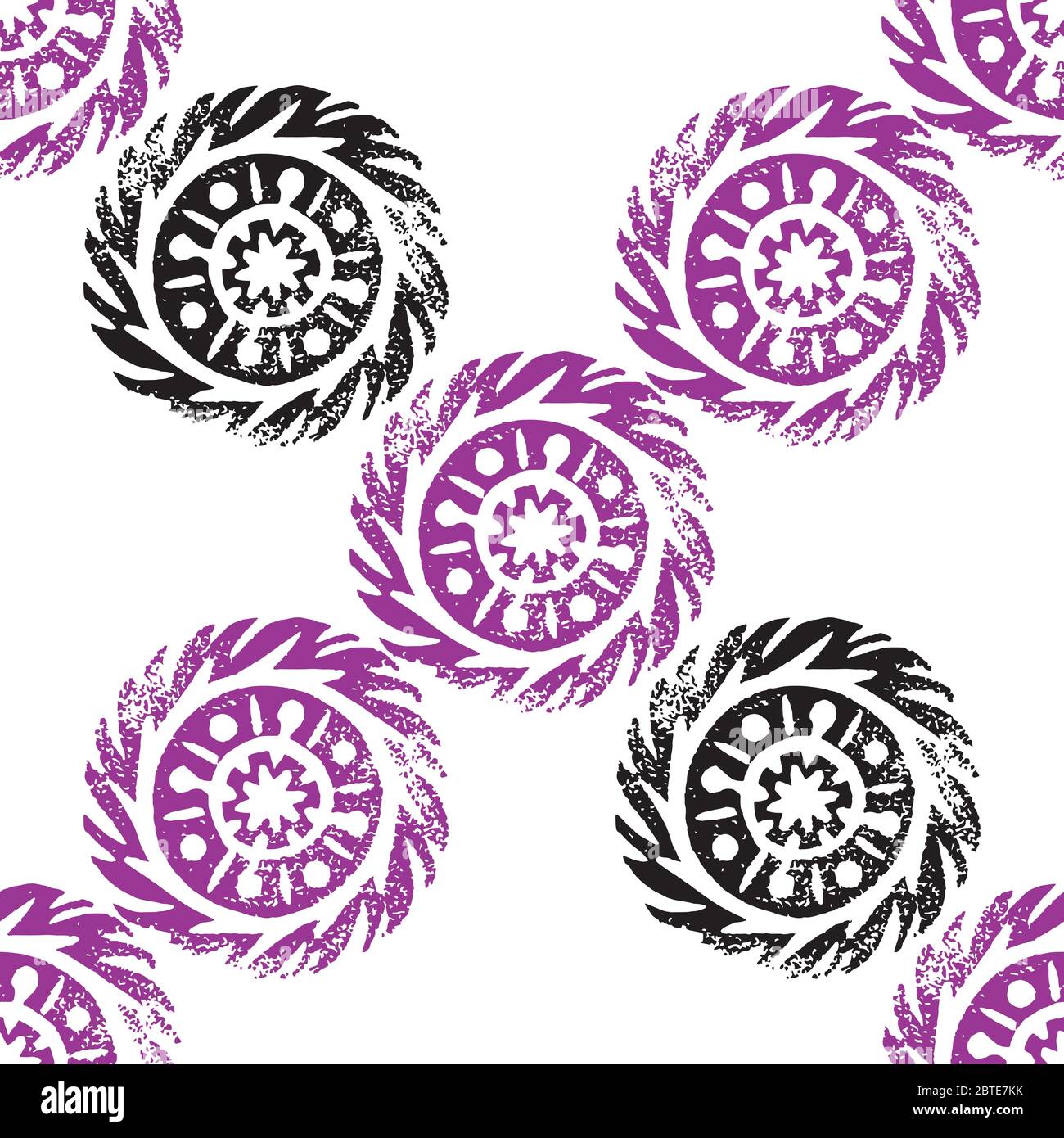 Ethnic, tribal, native circle, mandala. Hand drawn linocut. Geometric ...