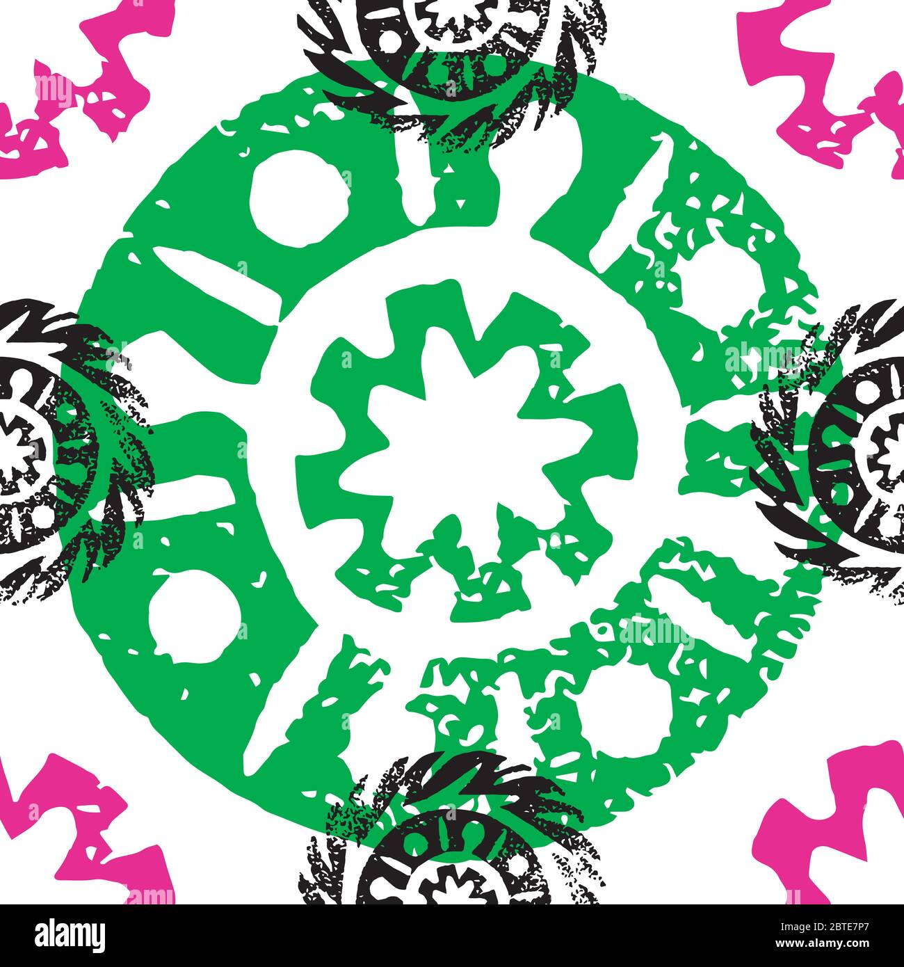 Ethnic, tribal, native circle, mandala. Hand drawn linocut. Geometric ...